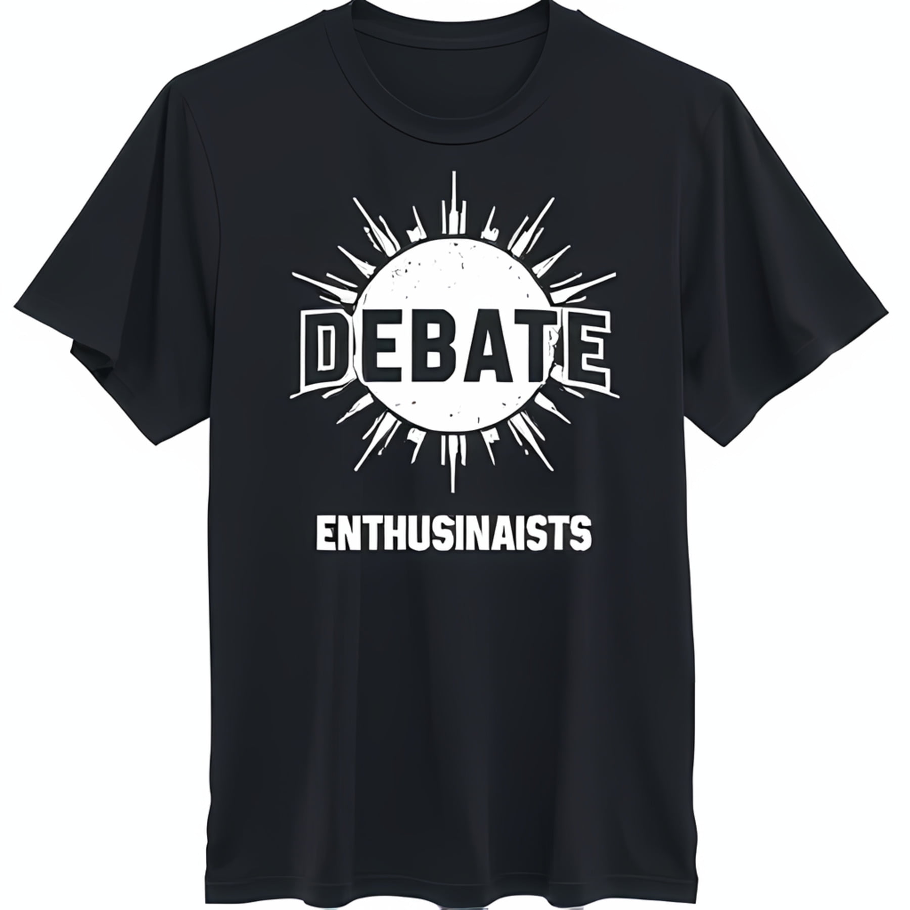 Black T-Shirt with White Graphic and DEBATE Circle Design Enthusiasts ...