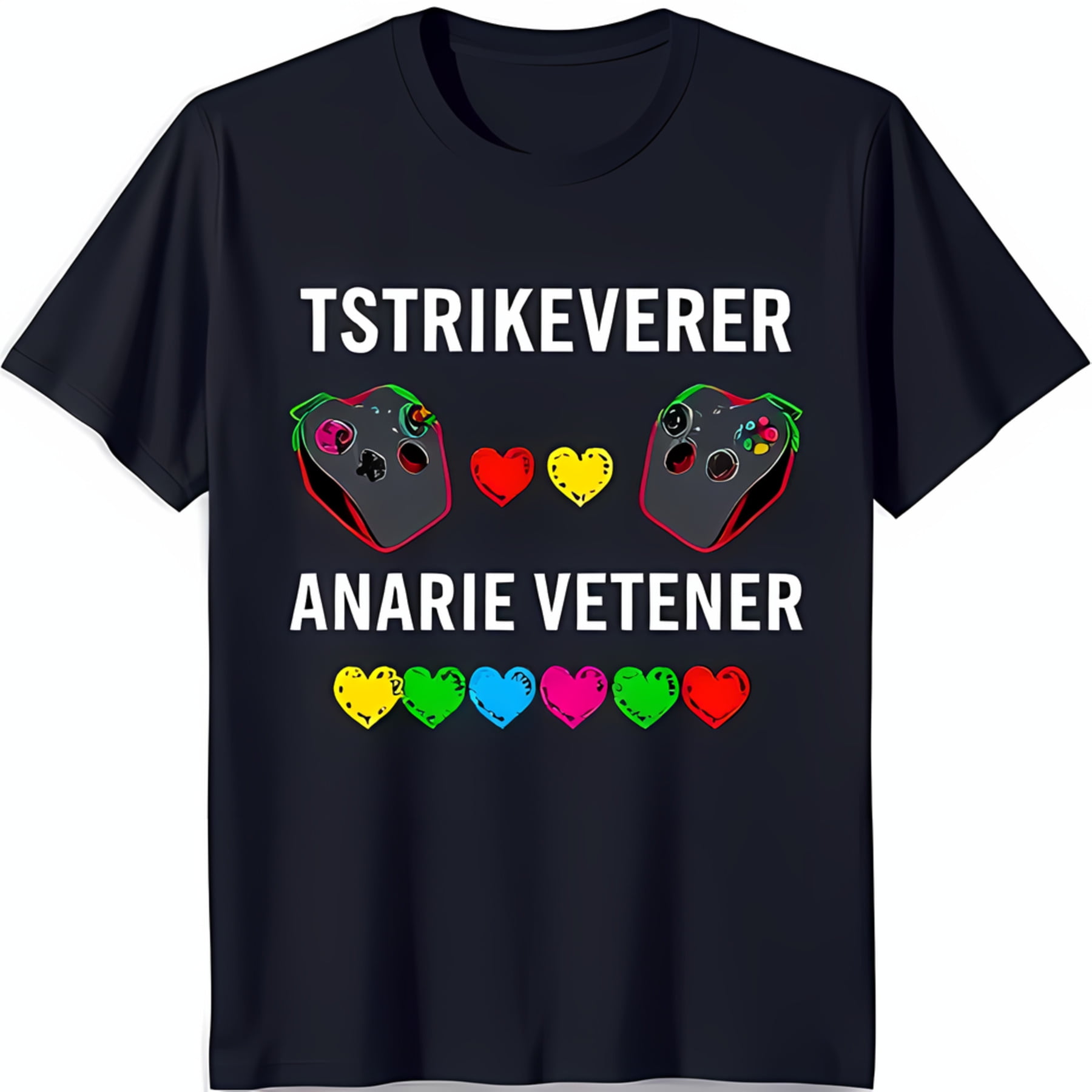 Black T-Shirt with White Graphics: 'TSTRIKEVERER ANARIE VETENER ...