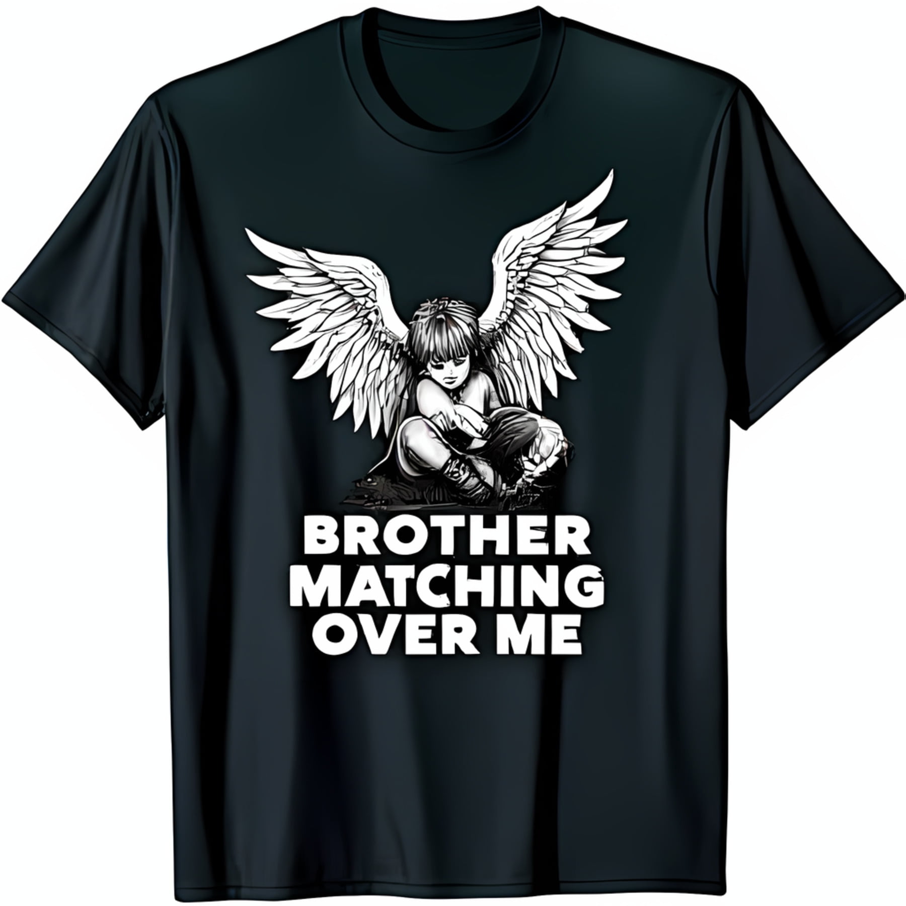Black T-Shirt with White Guardian Graphic & Brother Matching Over Me ...