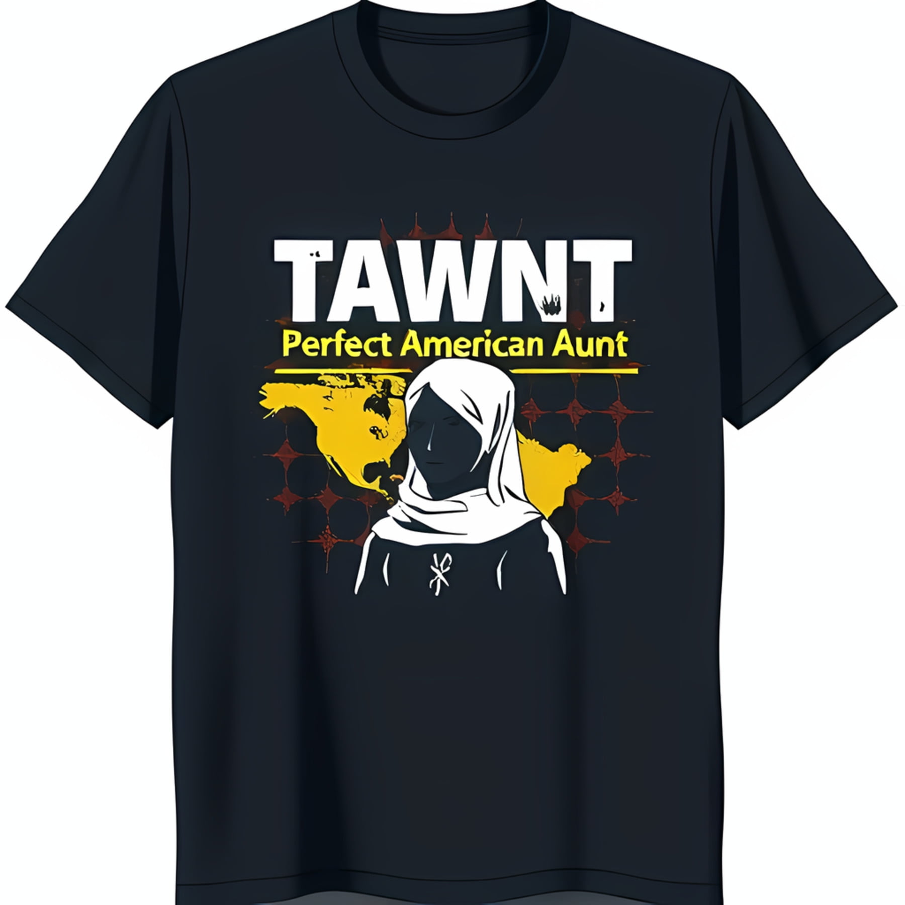 Black T-Shirt with White Hijab and World Map Design 'TAWNT Aunt ...