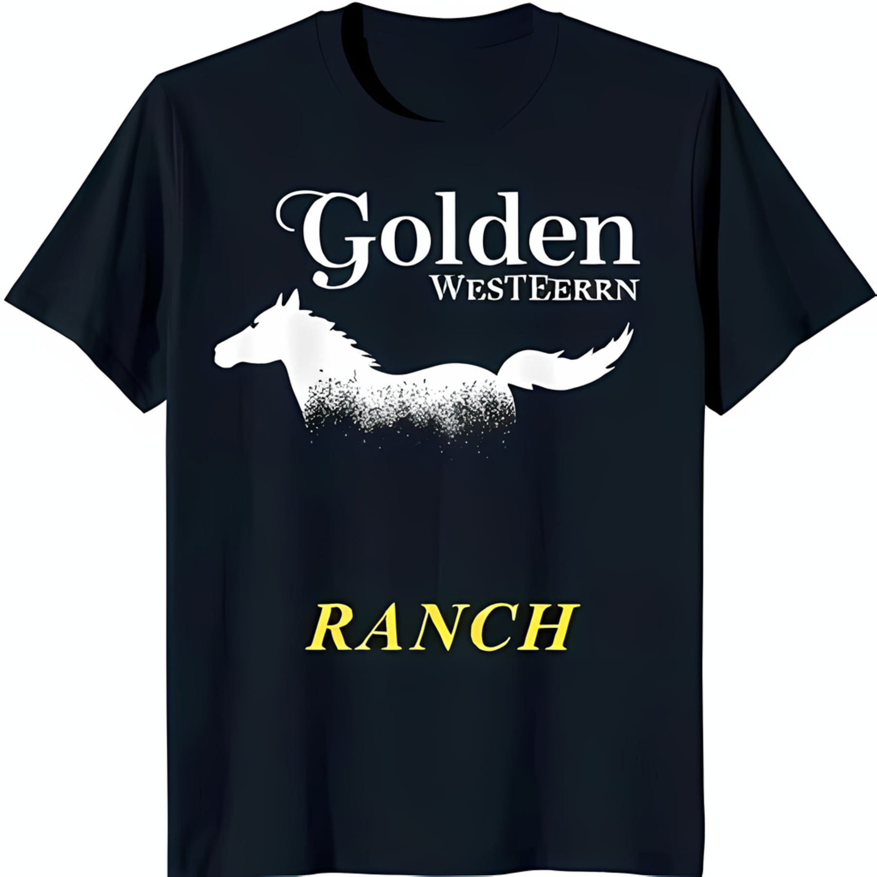 Black T-Shirt with White Horse & 'Golden Ranch' Graphic - Walmart.com