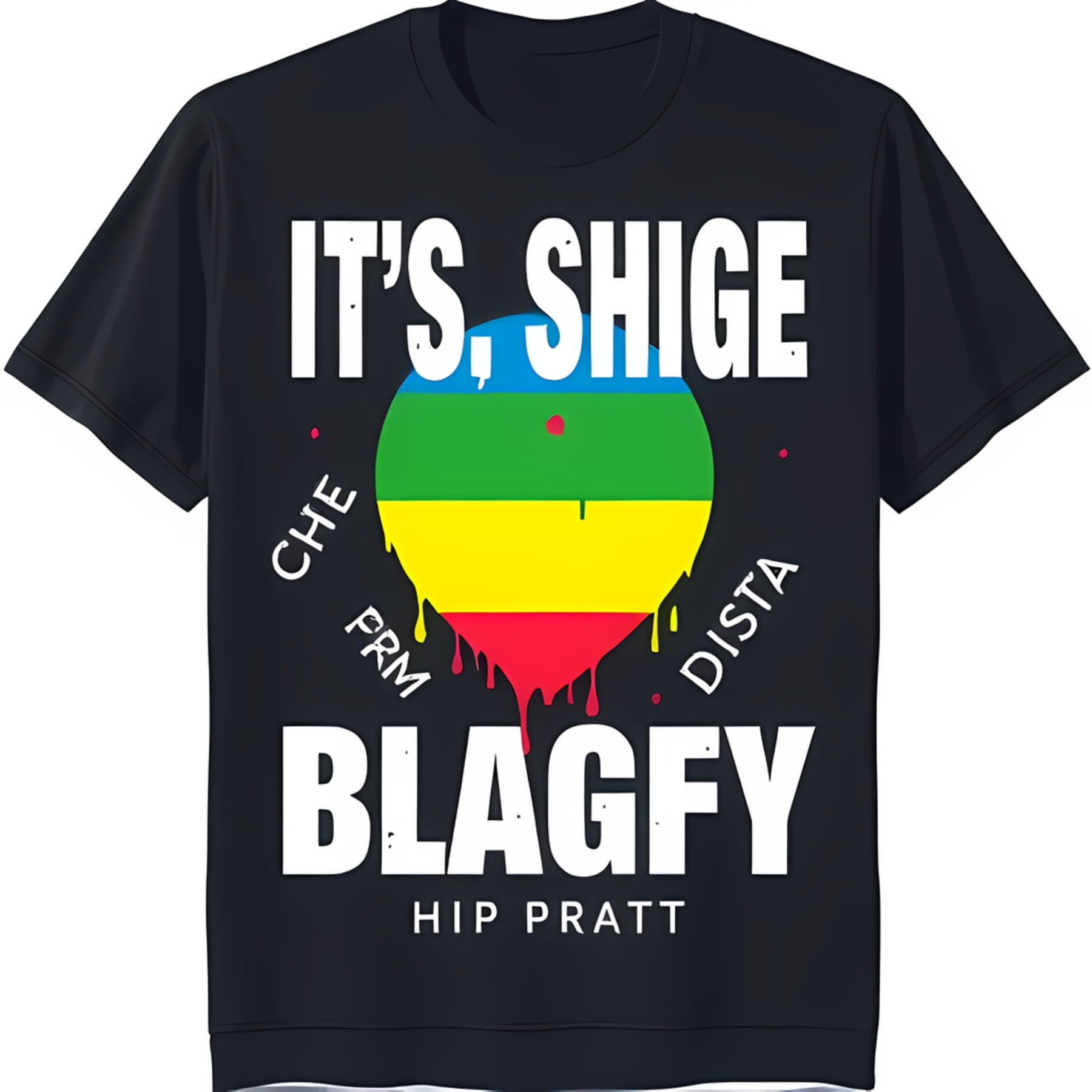 Black T-Shirt with White IT S SHIGE Graphic & Ethiopian Design - Walmart.com