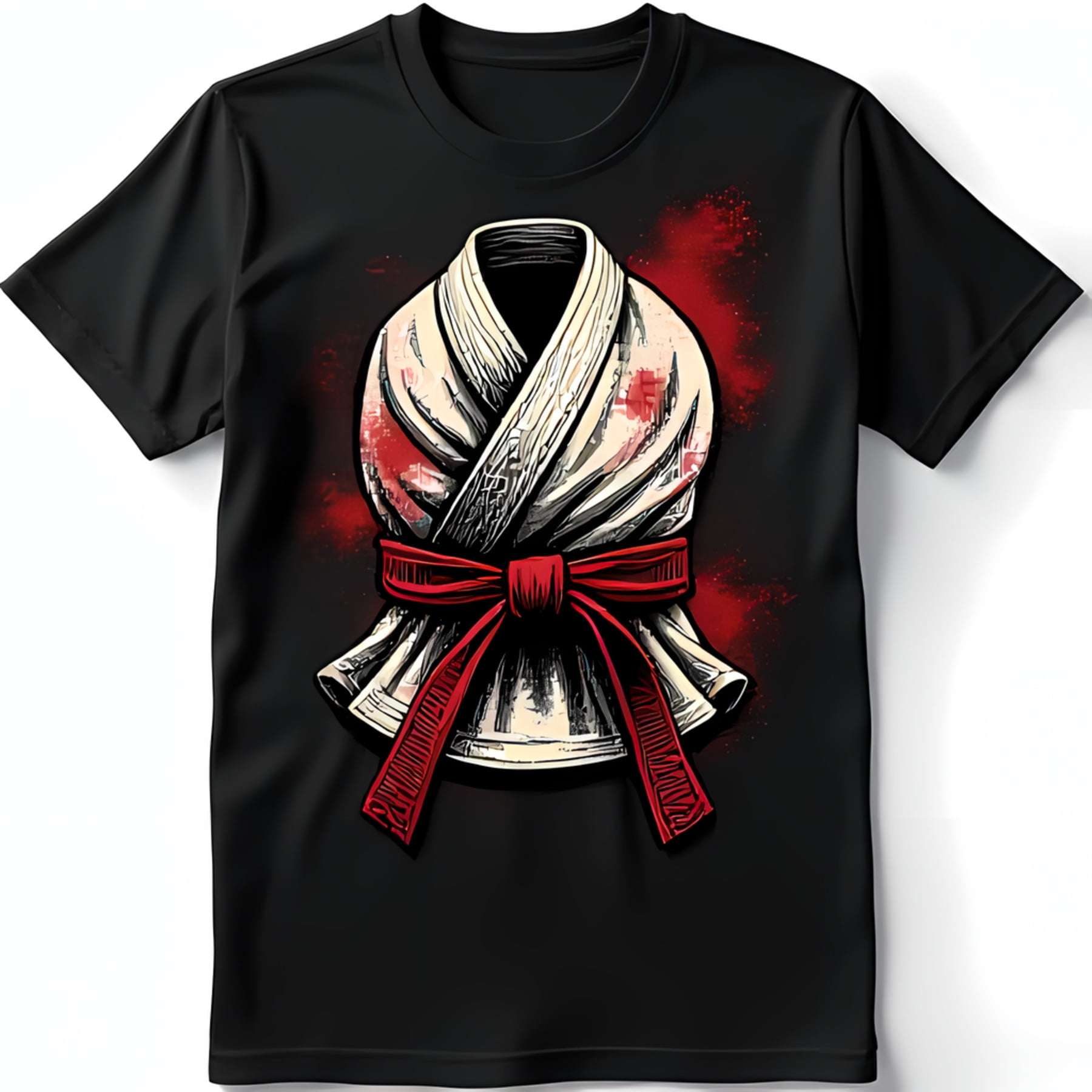 Black T-Shirt with White Karate Gi and Red Blood Splatter Design ...