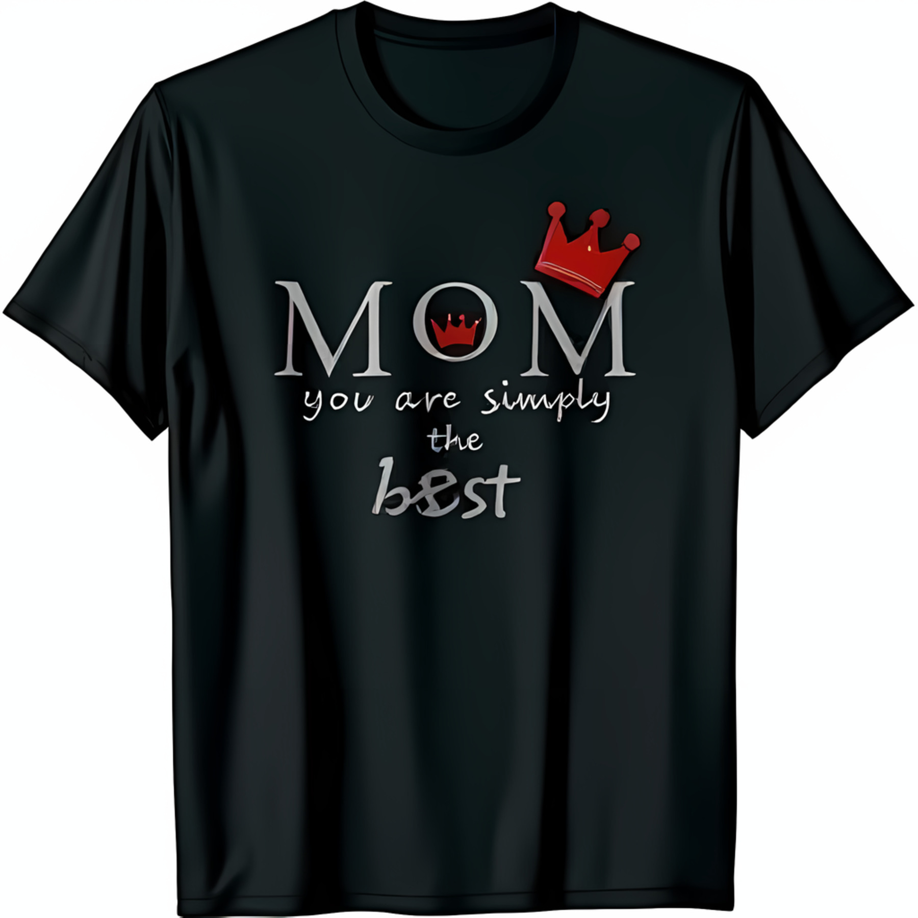 Black T-Shirt with White MOM You Are Simply the Best Graphic & Red ...