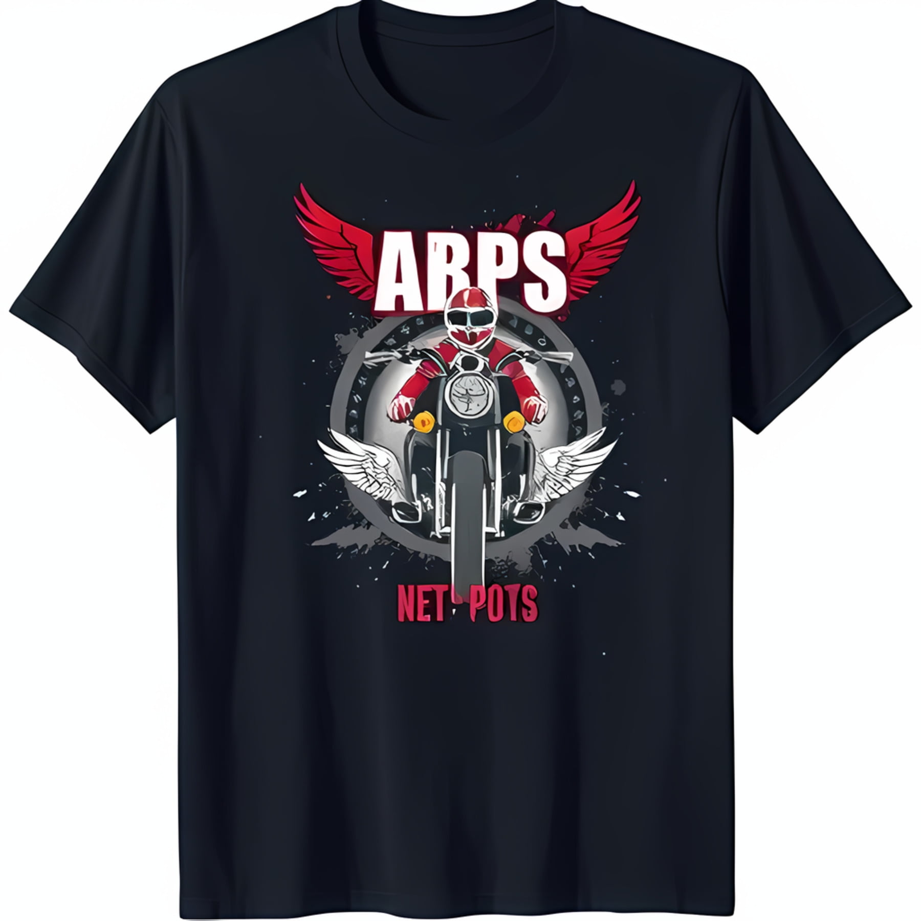 Black T-Shirt with White Motorcycle Graphic Red & Racing Suit 'ARPS ...