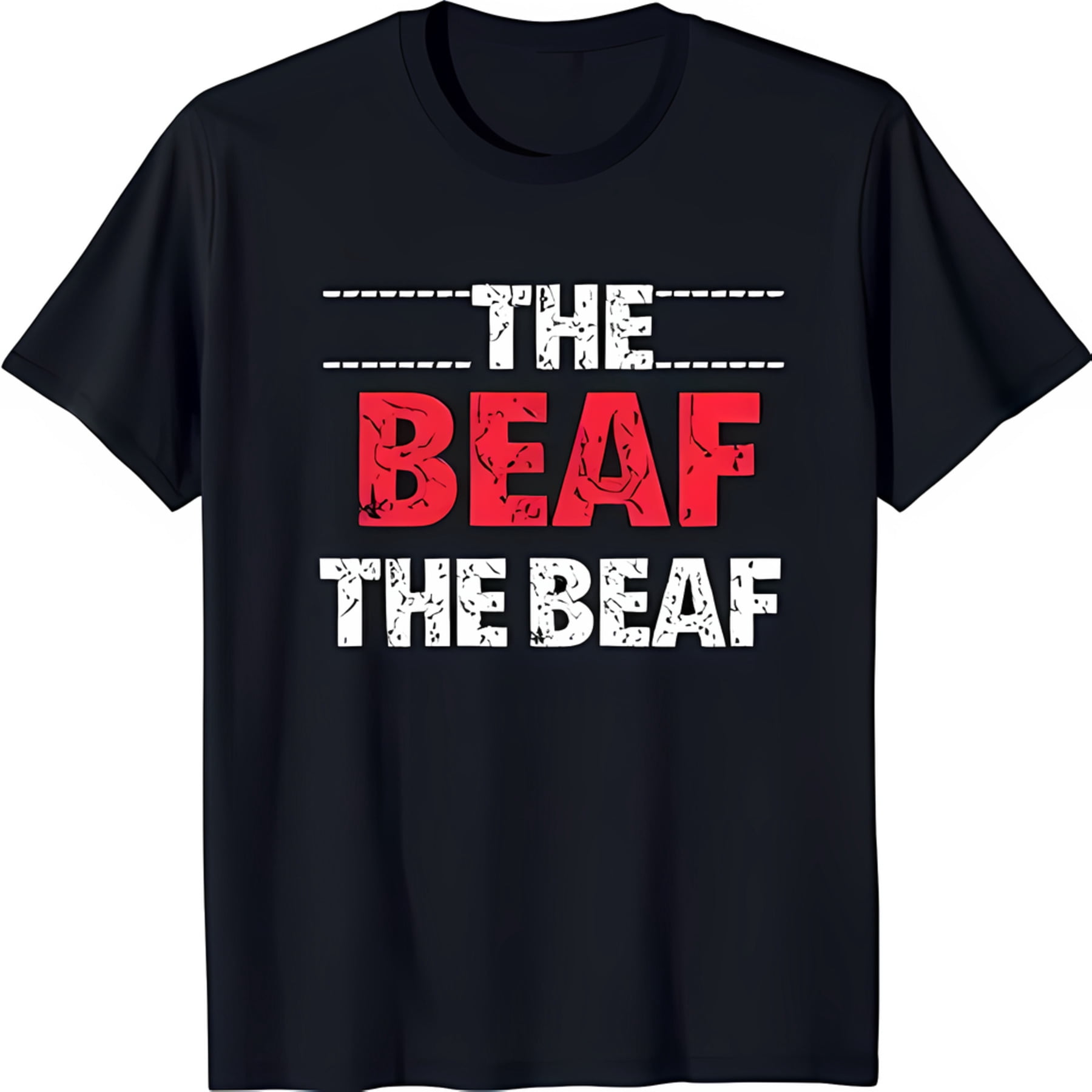 Black T-Shirt with White Neck and Bold Red 'The BEAF the BEAF' Design ...