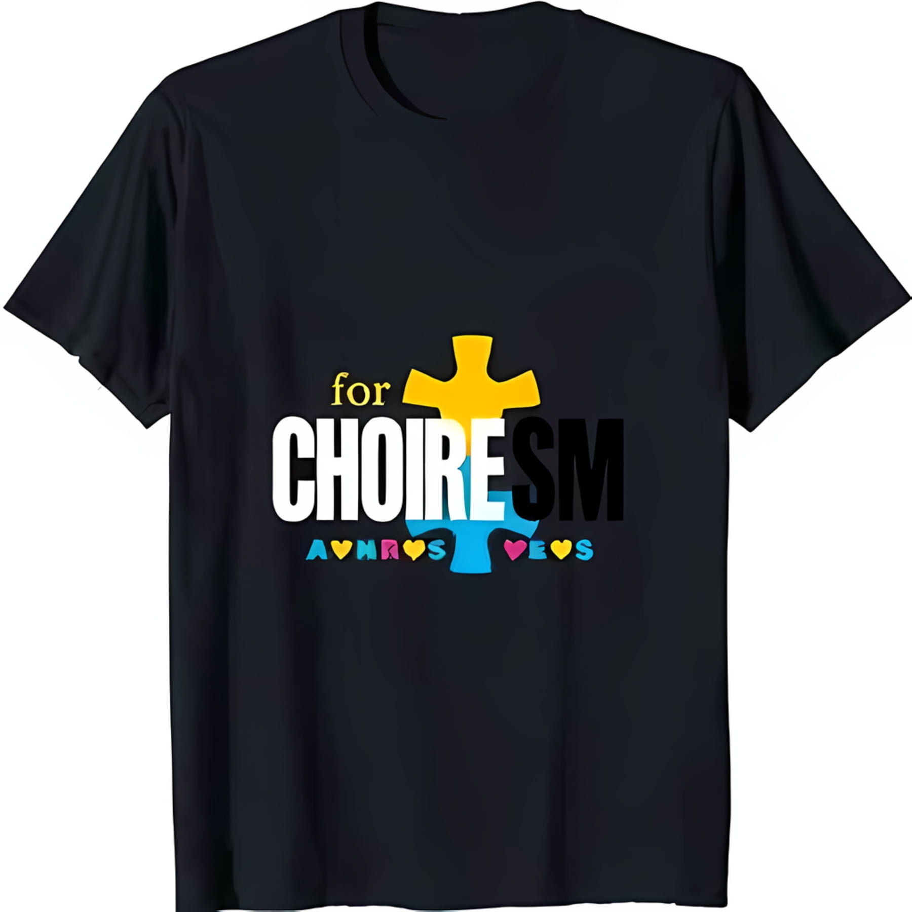 Black T-Shirt with White Piece Design 'CHOIR' & 'ESM' Graphic - Walmart.com