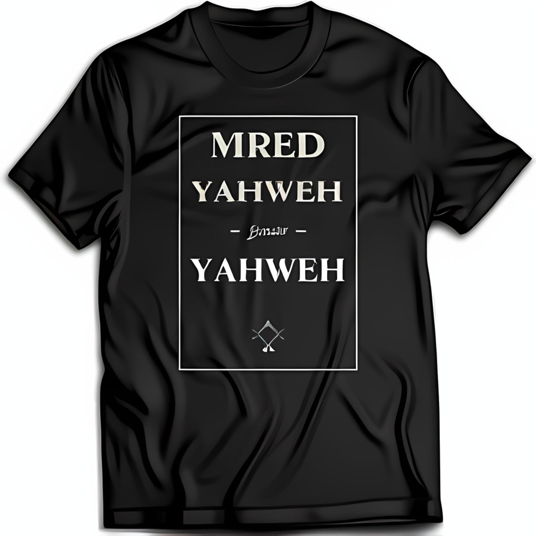 Black T-Shirt with White Rectangle Design MRED YAHWEH & Crossed Axes ...