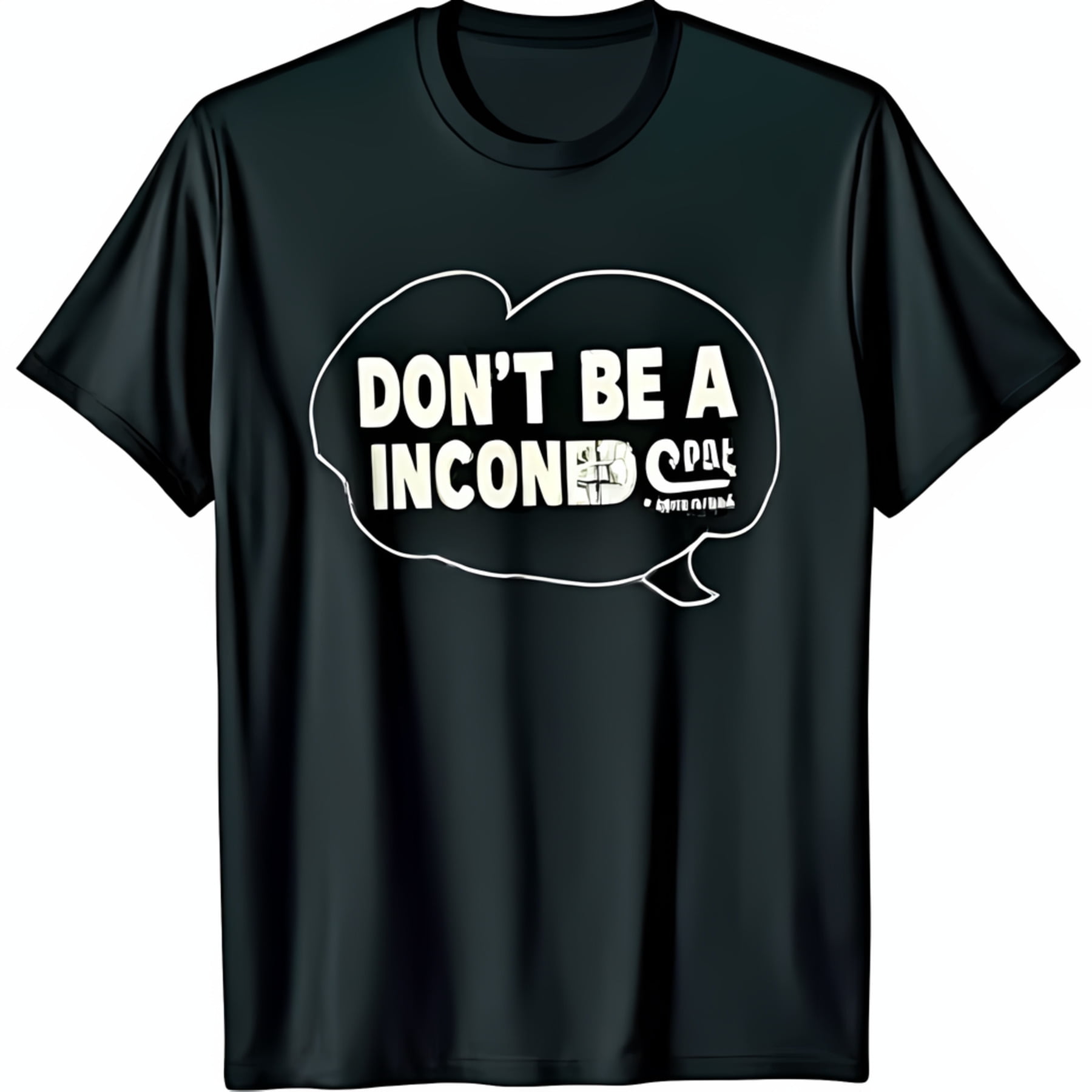 Black T-Shirt with White Speech Bubble Graphic Don t Be a Incond with ...