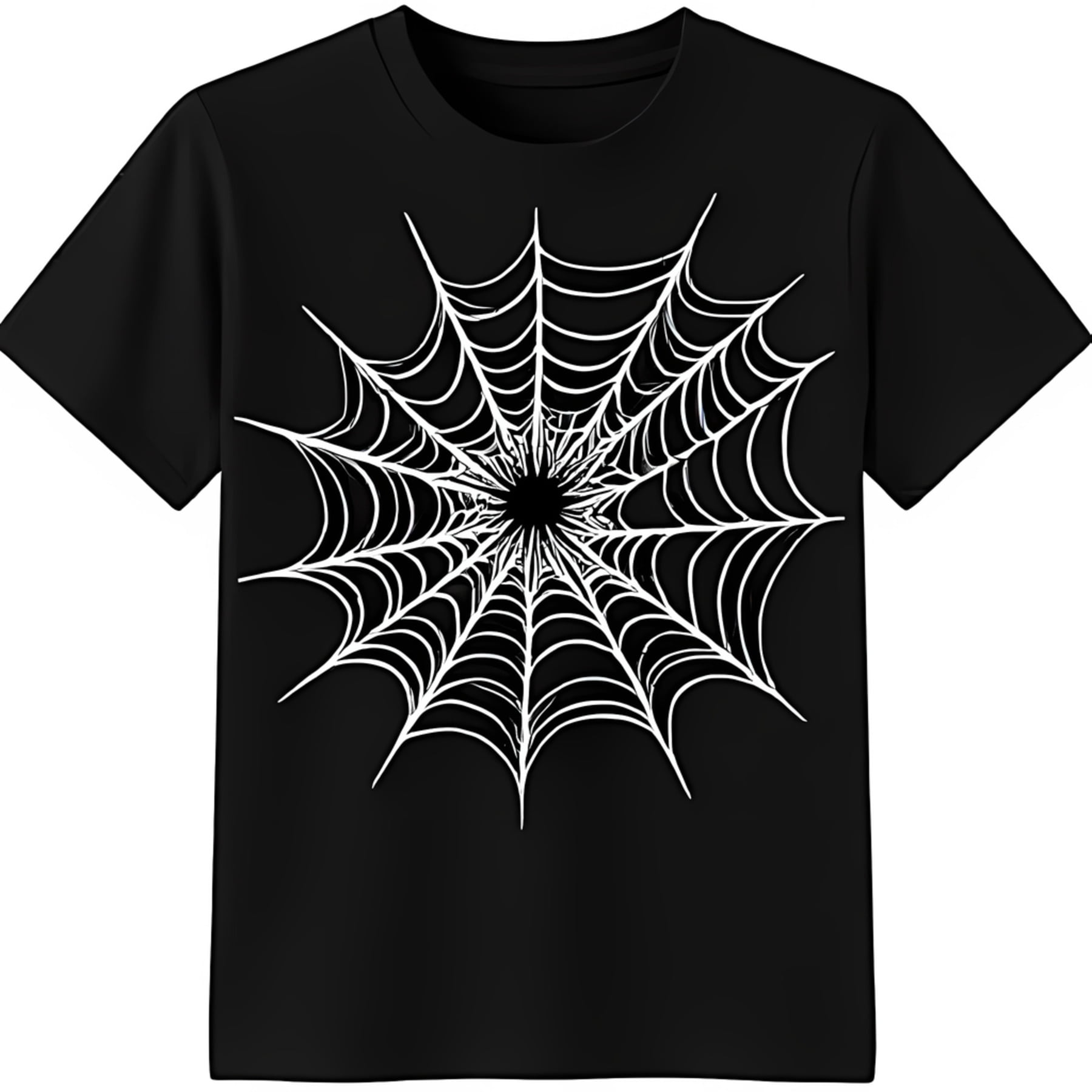 Black T-Shirt with White Spider Web Graphic for Halloween - Walmart.com