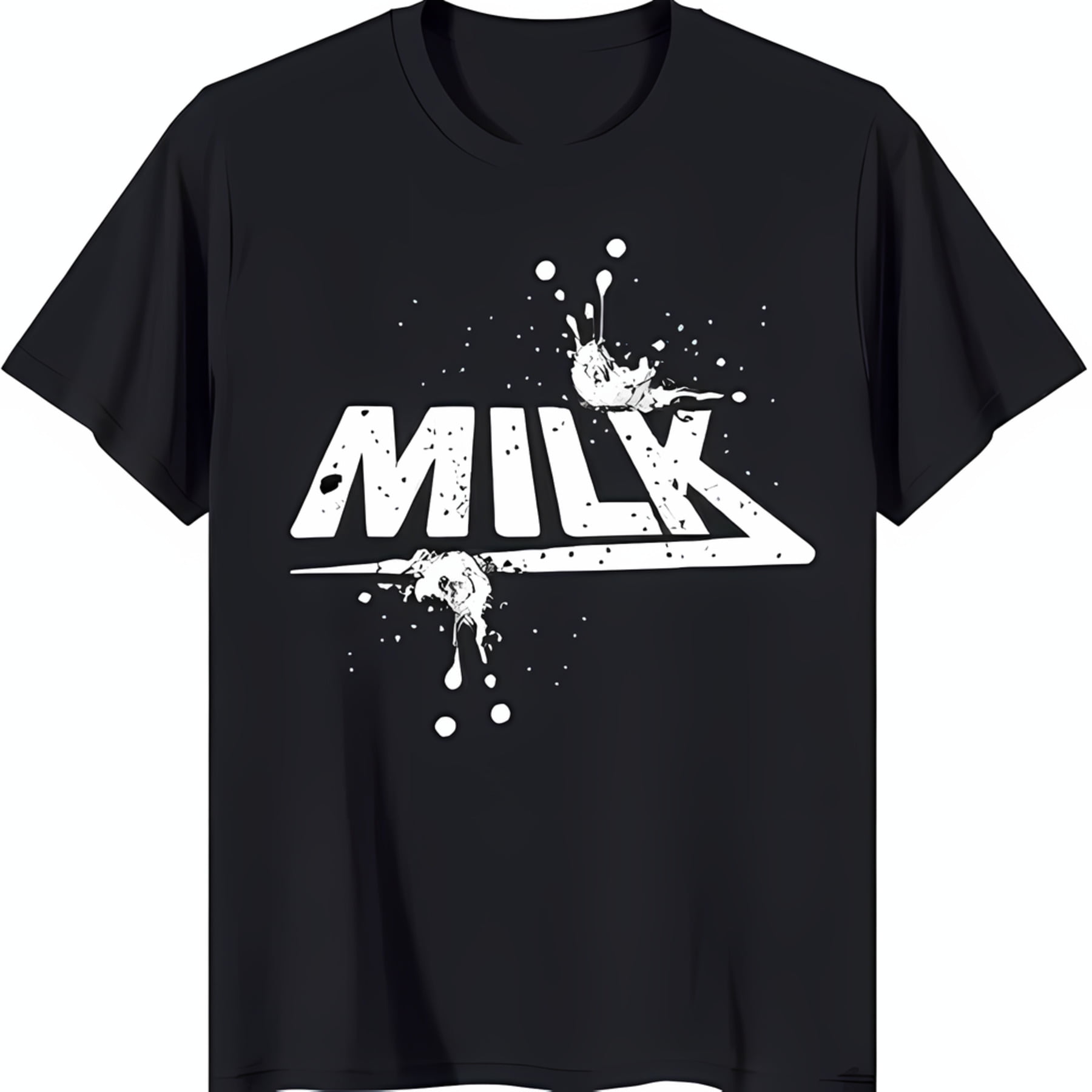 Black T-Shirt with White Splatter Graphic Design Unique Splash Art Tee ...