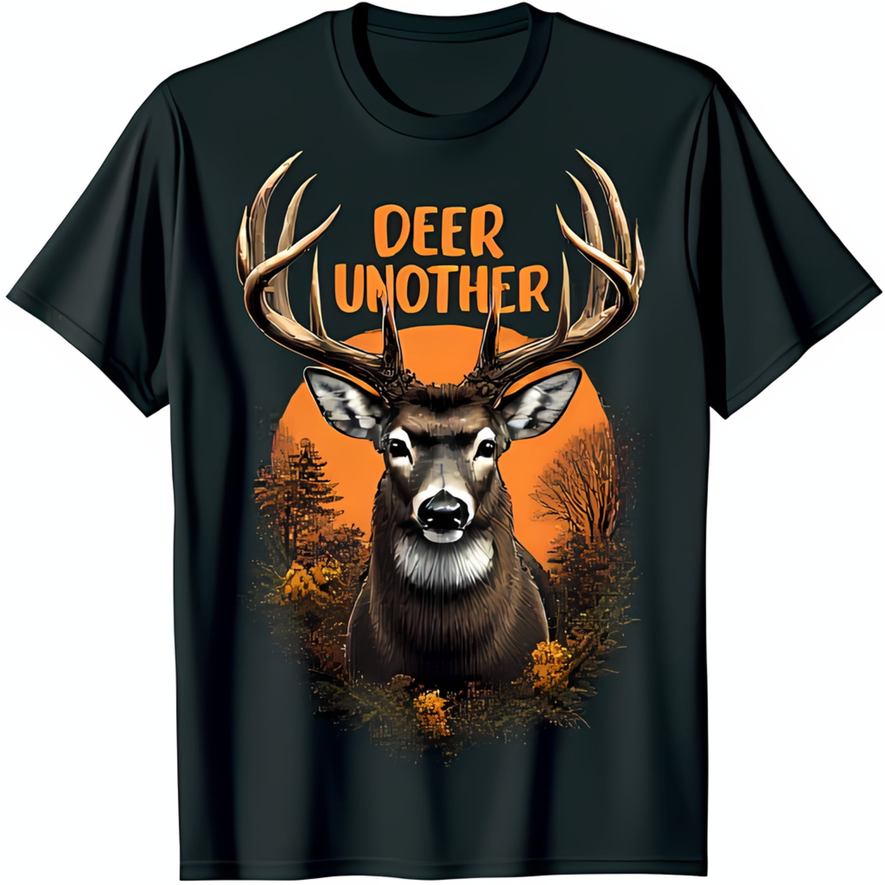 Black T-Shirt with White Tailed Deer Illustration & DEER UNOTHER Design ...