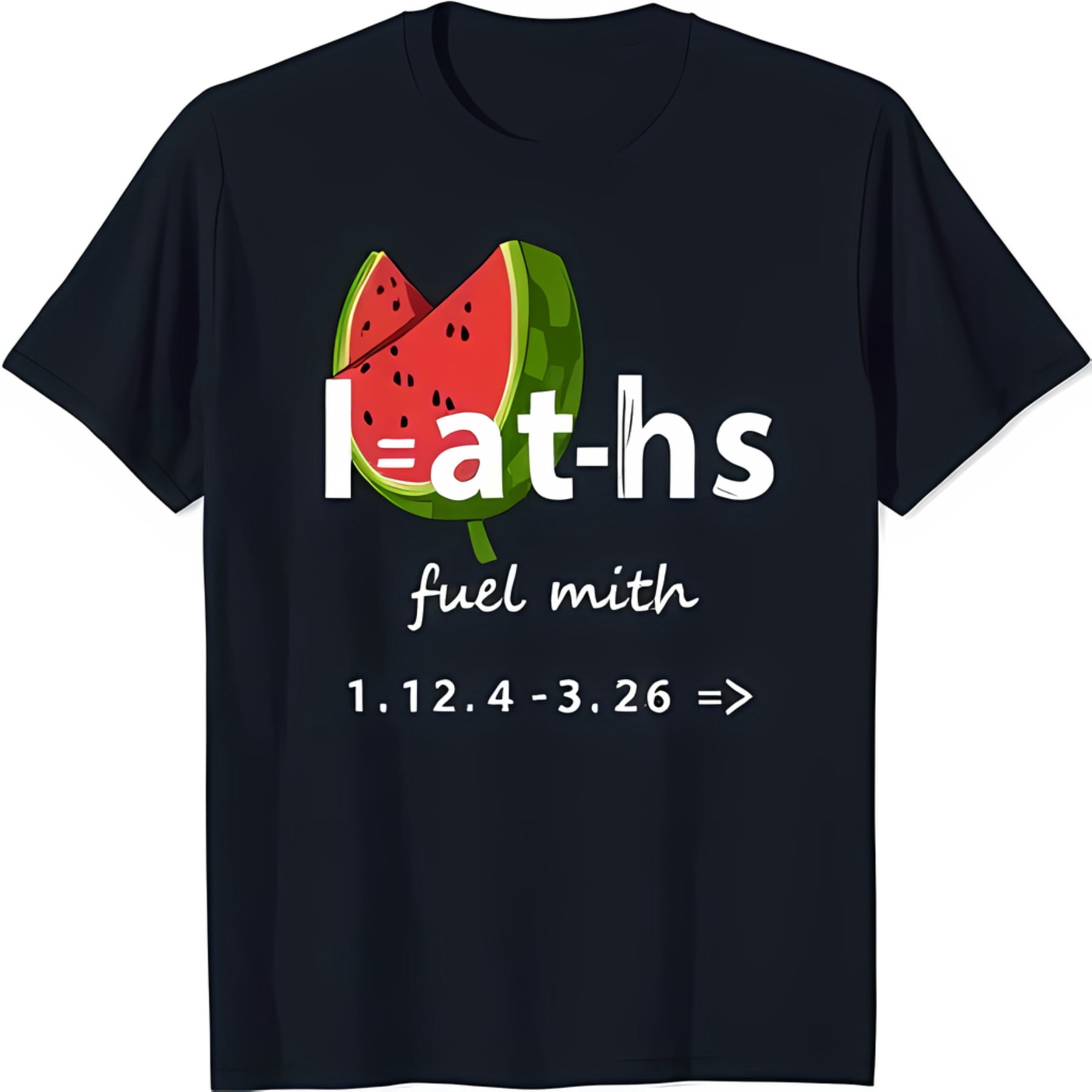 Black T-Shirt with White Watermelon Graphic 'Eat hs' & 'Fuel Mith ...