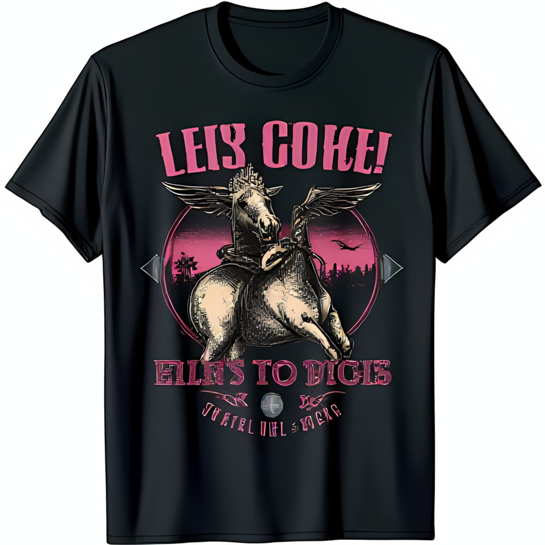 Black T-Shirt with Winged Mythical Creature Riding Pig LEIS Graphic ...