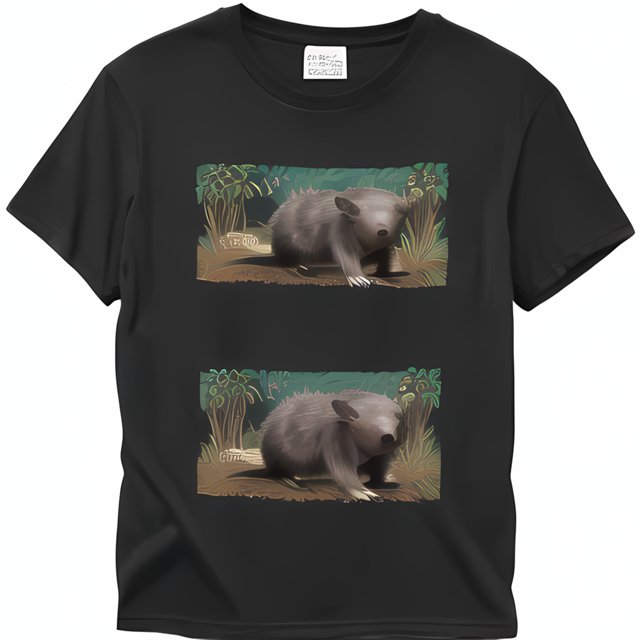 Black T-Shirt with Wombat Designs Cartoon and Photorealistic ...