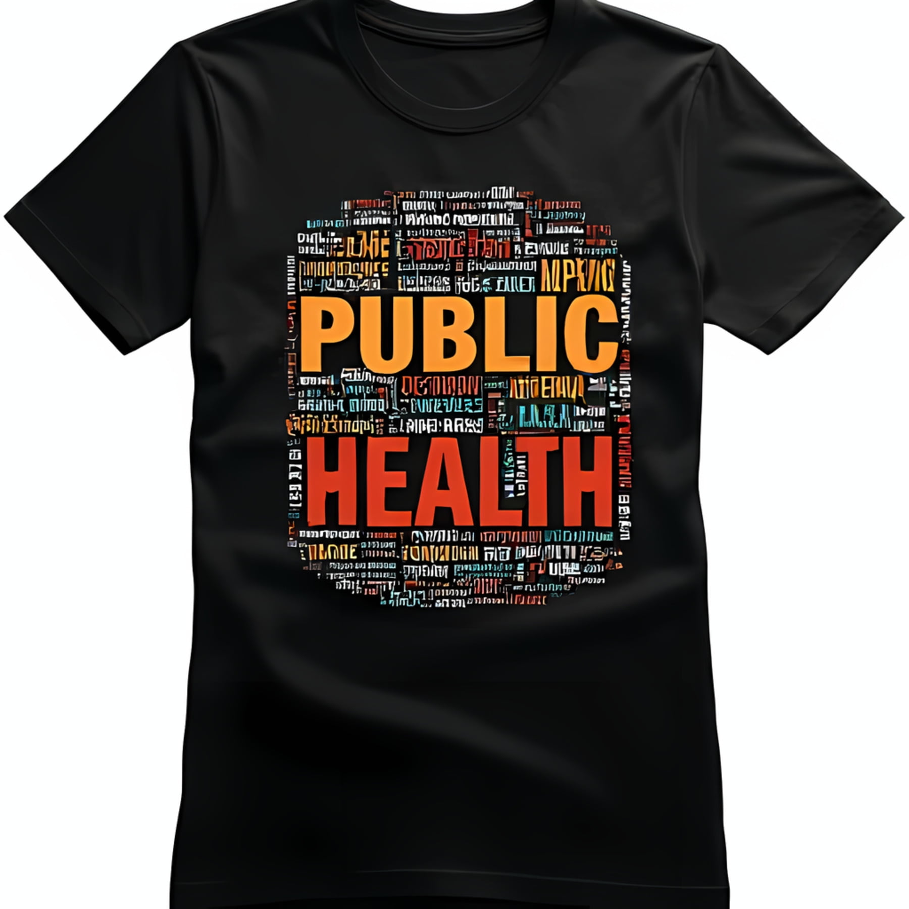 Black T-Shirt with Word Cloud Graphic 'Public ' Design & Red - Walmart.com