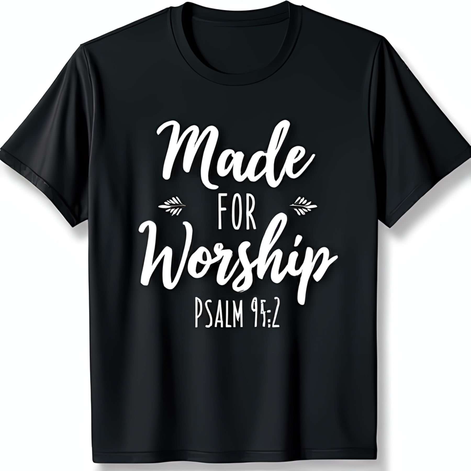 Black T-Shirt with ' Worship Psalm 95:2' Cursive Design & Arrows - Walmart.com