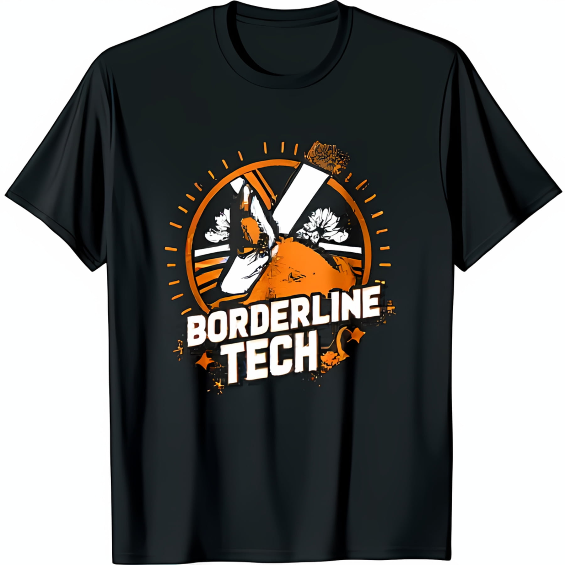 Black T-Shirt with Wrench Graphic & BORDERLINE TECH Text Stylish Tech ...
