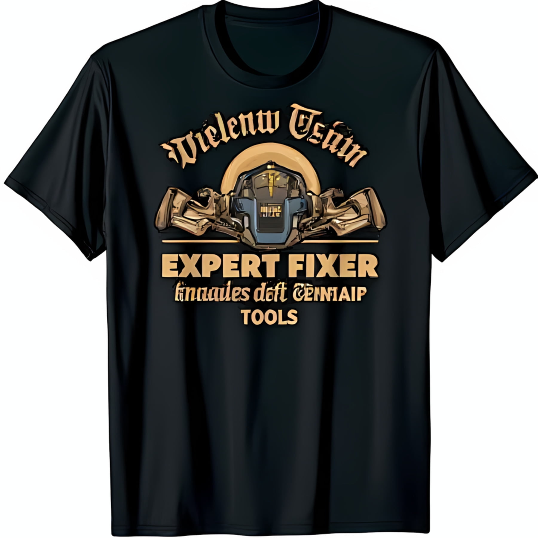 Black T-Shirt with Wrench Graphic and Vielentu for Expert Fixers and ...