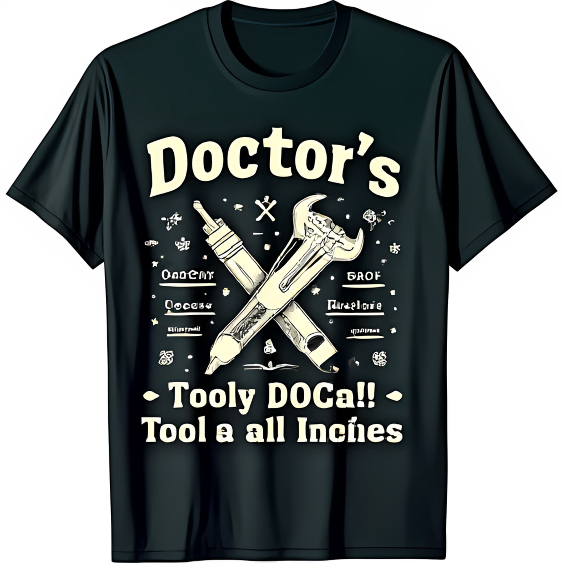 Black T-Shirt with Wrench and Screwdriver Graphic Doctor s Toolly DOCa ...