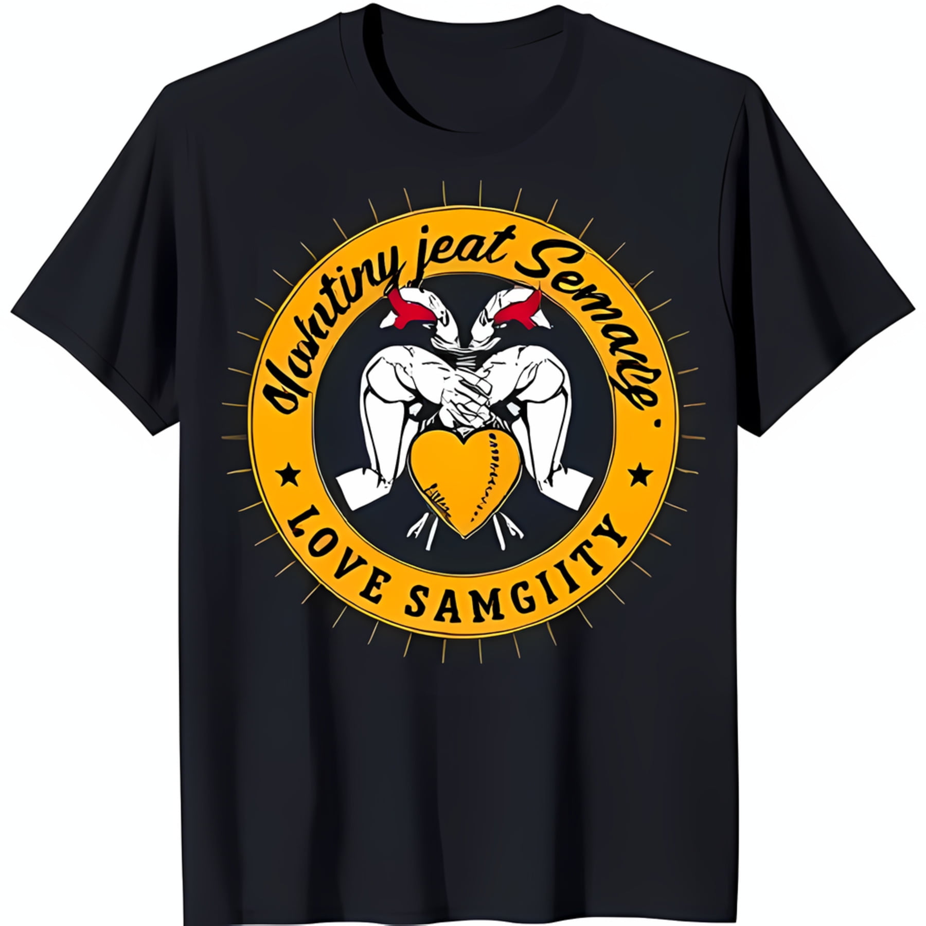 Black T-Shirt with Yellow Circle Design 'Love Samgity' & 'Mohatiny jeat ...