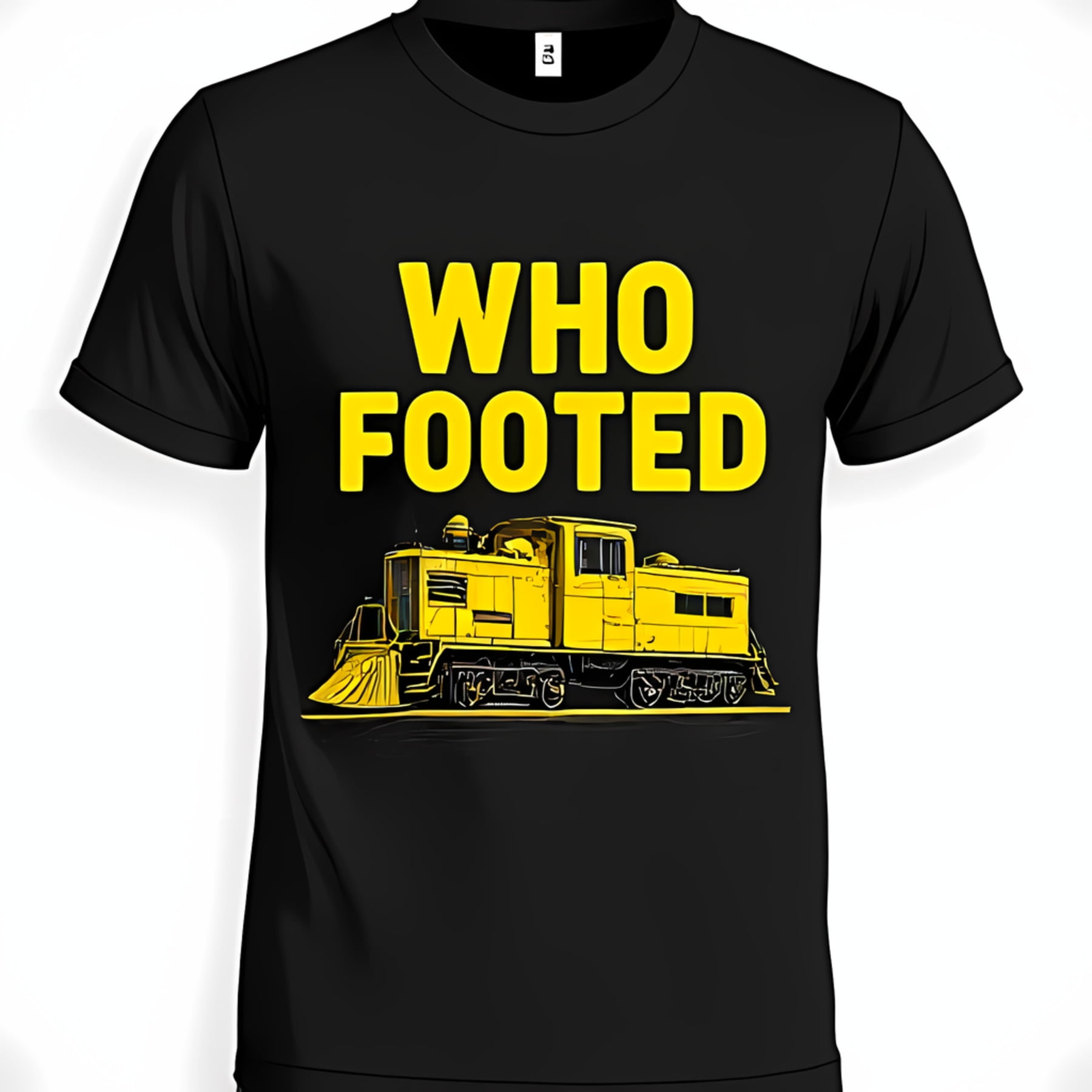 Black T-Shirt with Yellow Design and 'WHO FOOTED' Text - Walmart.com