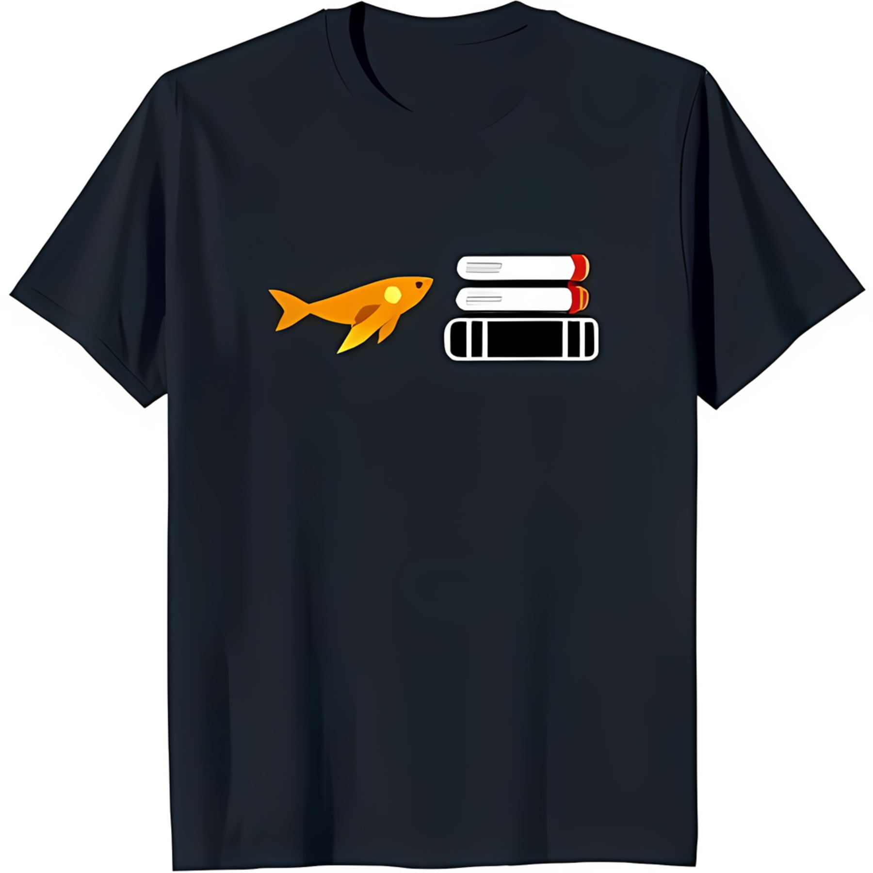 Black T-Shirt with Yellow Fish Swimming Left & Stack of White - Walmart.com