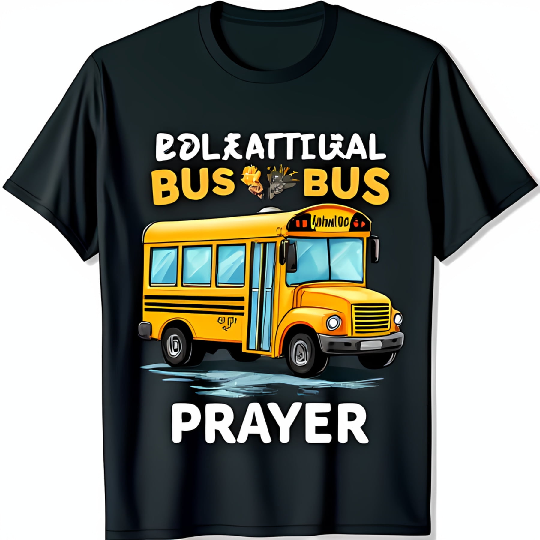 Black T-Shirt with Yellow School Bus Design ' Attitudinal Bus Bus ...