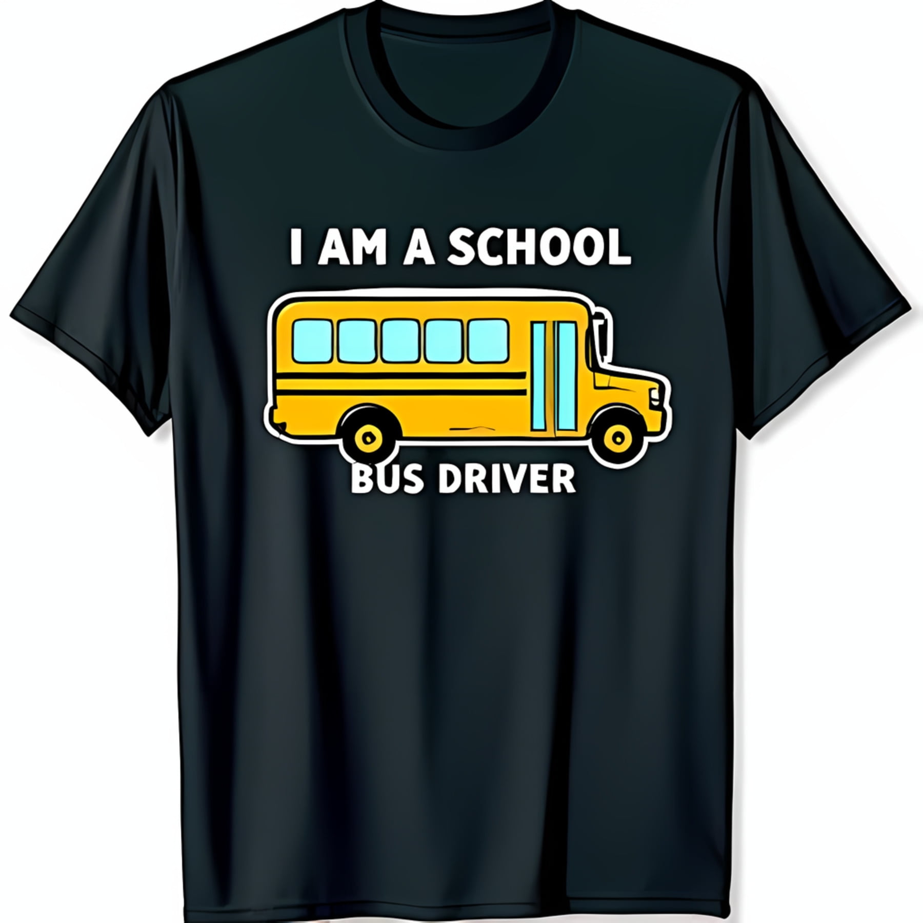 Black T-Shirt with Yellow School Bus Graphic and 'I am a School Bus ...