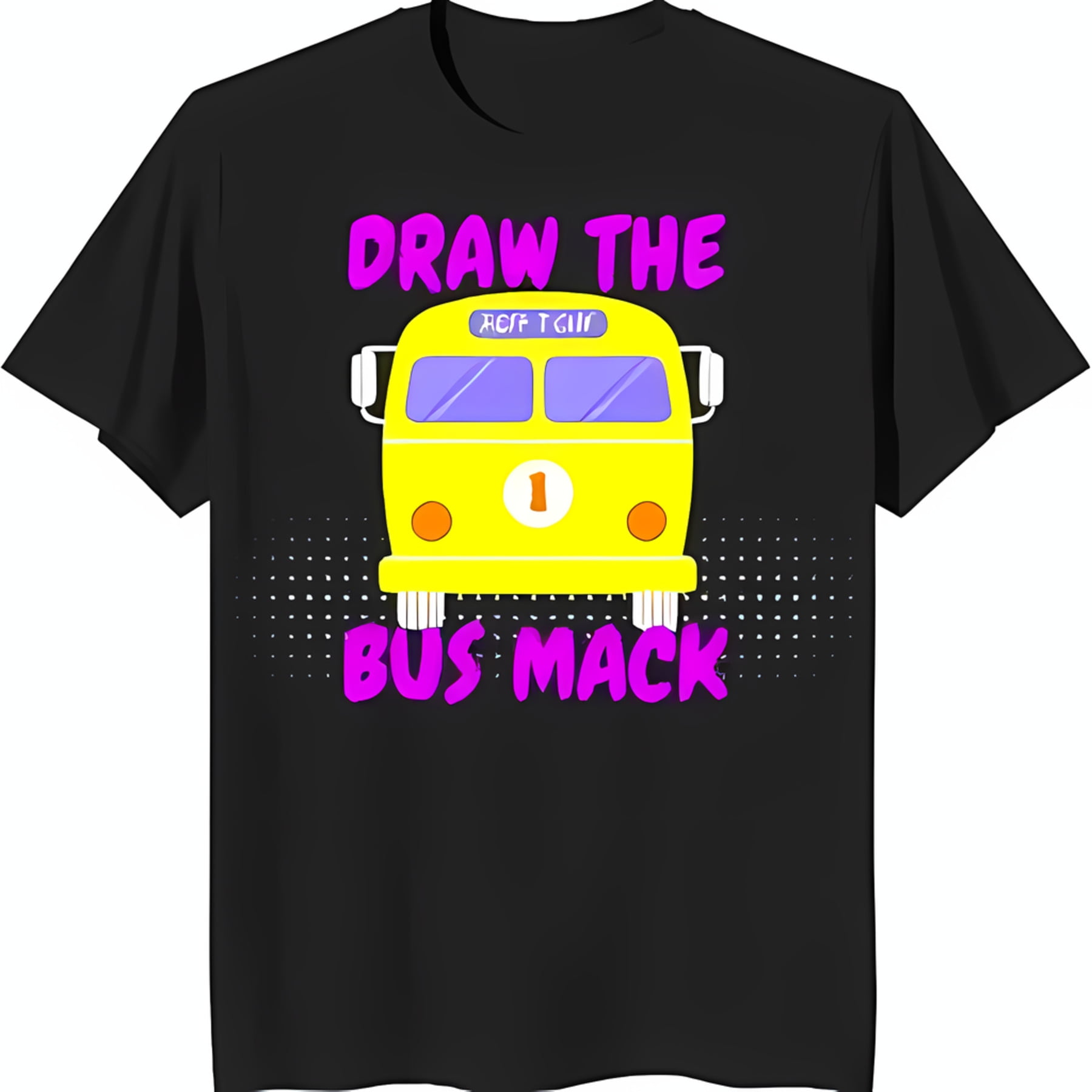 Black T-Shirt with Yellow School Bus Graphic and Pink 'Draw the Bus ...