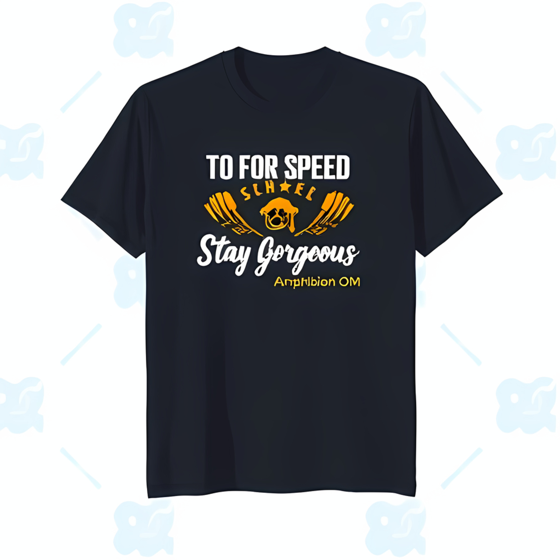 Black T-Shirt with Yellow & White 'To For Speed School Stay Gorgeous ...