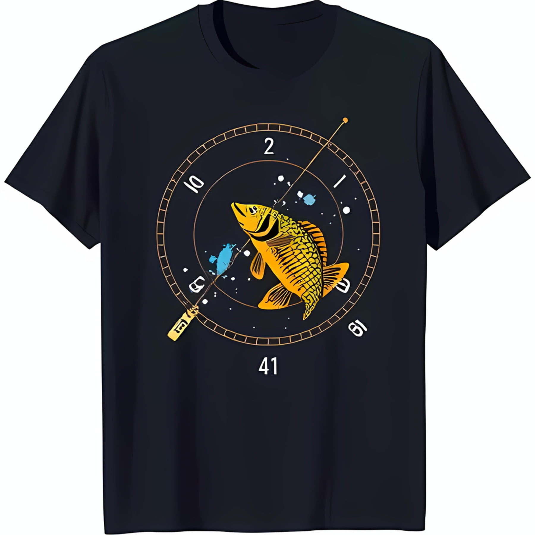 Black T-Shirt with and Colorful Fish Graphic Design Unique Angler Tee ...