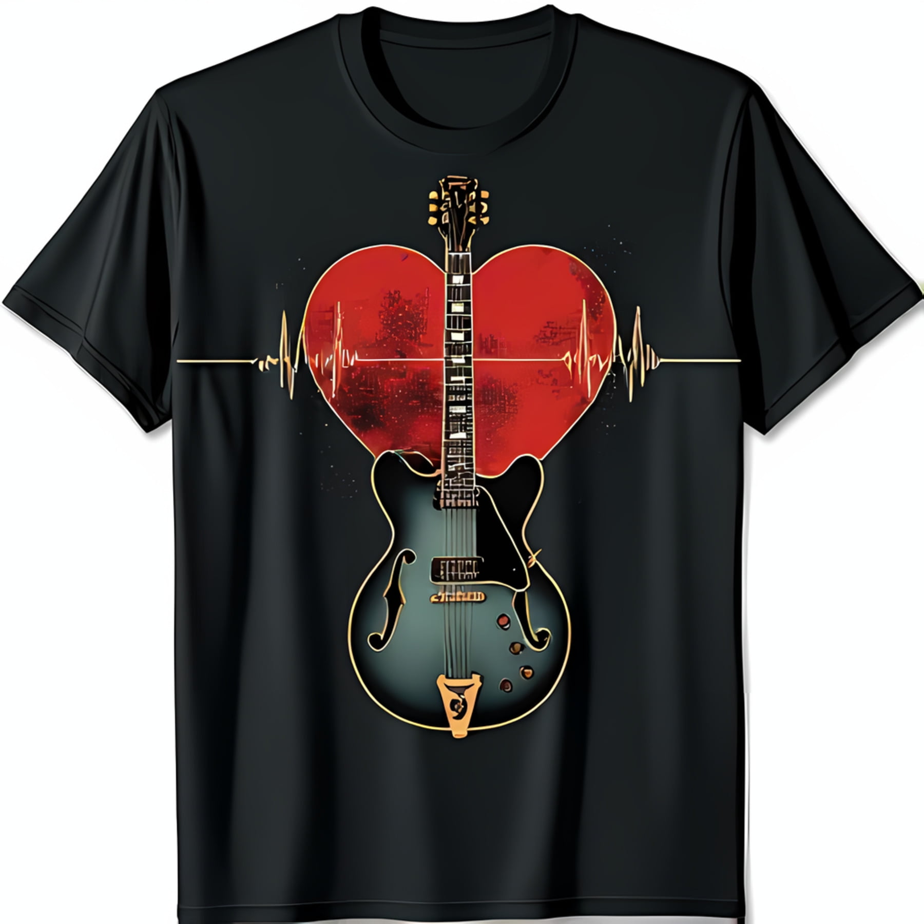 Black T-Shirt with and Heart EKG Graphic Design - Walmart.com