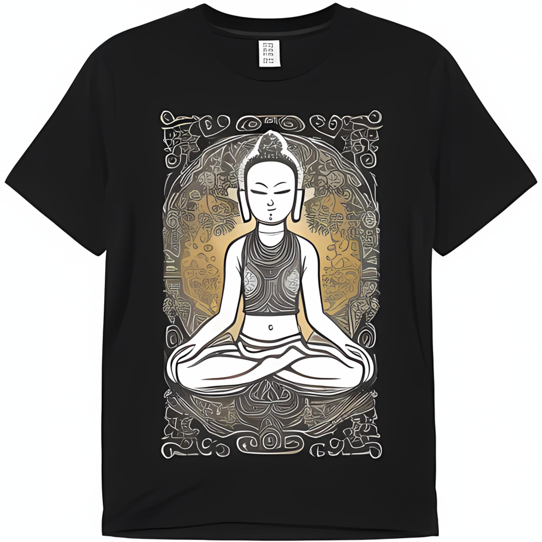 Black T-Shirt with in Position & Chinese Patterns Spiritual Design with ...