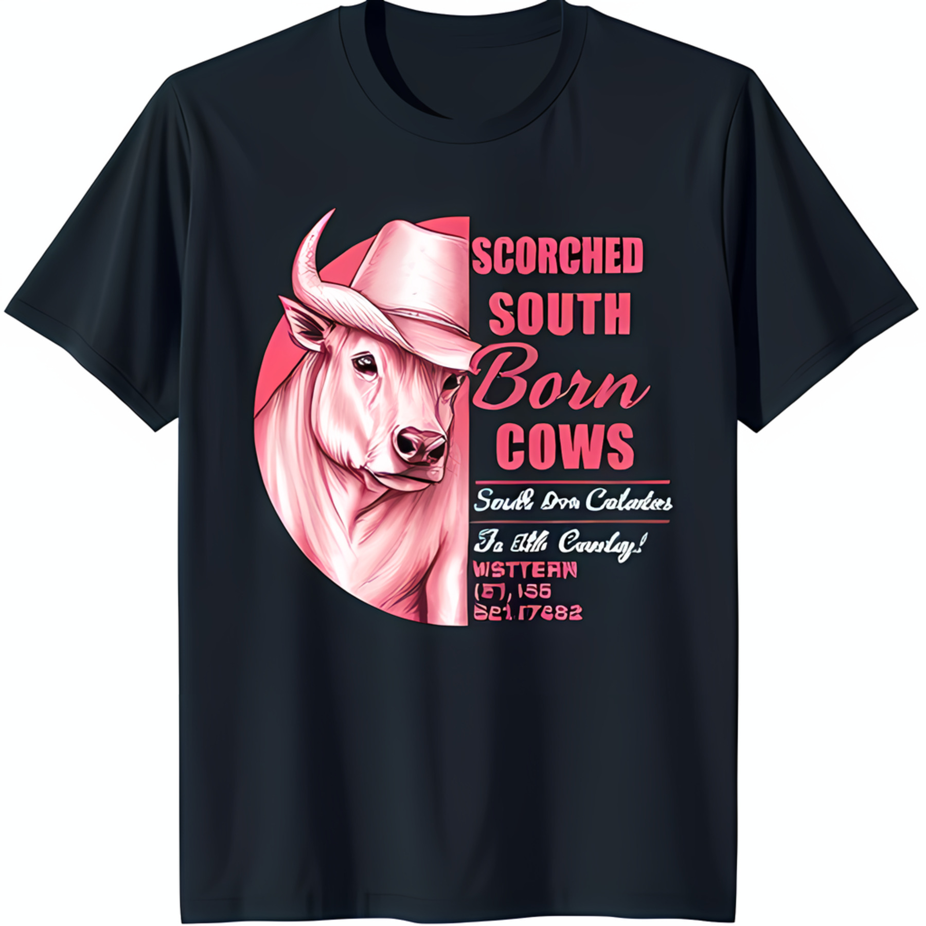 Black T-Shirt with in & 'Scorched South Born Cows' Design - Walmart.com
