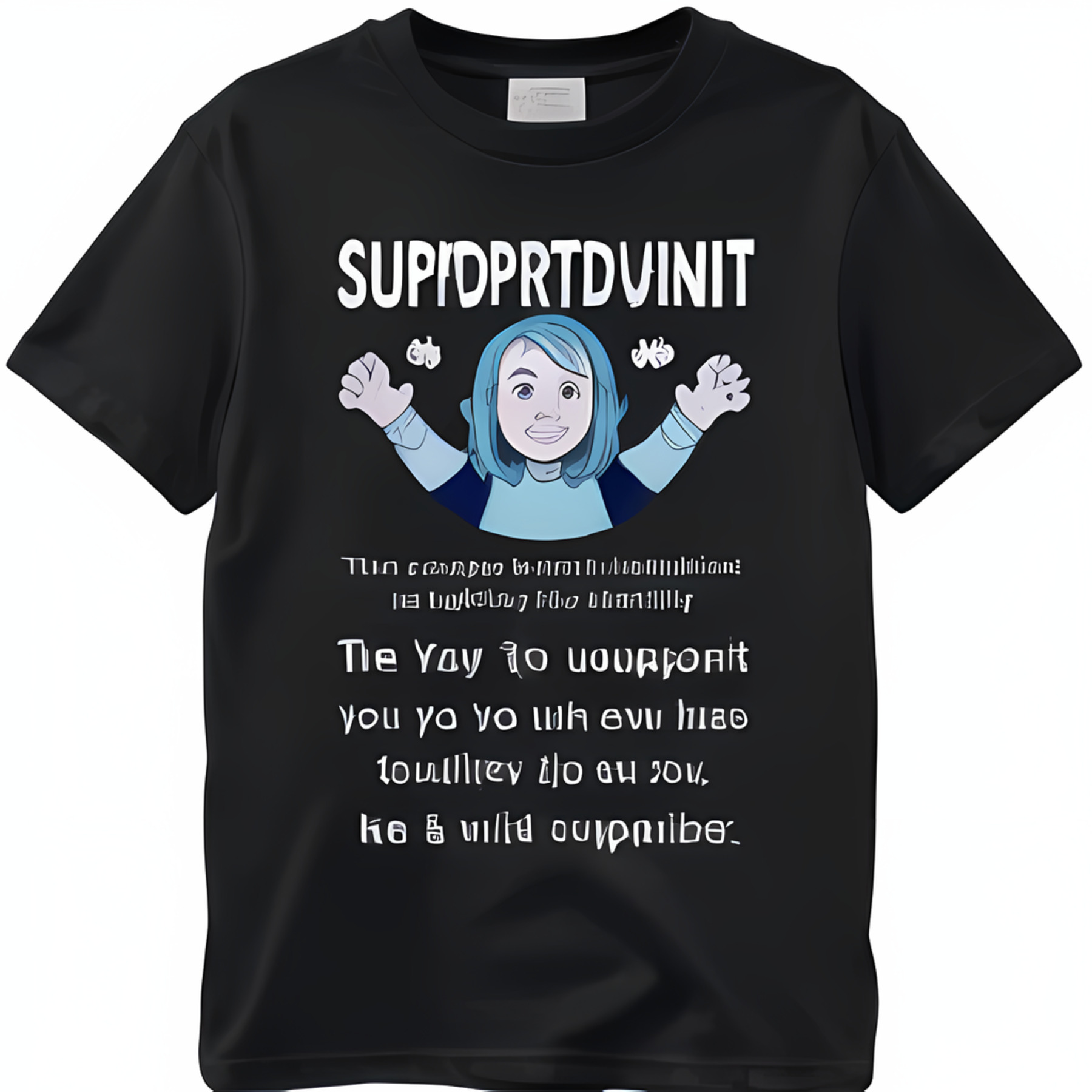 Black T-Shirt with 'vxrUNE KNOWS' & Girl Cartoon CharacTeer Design Bold ...