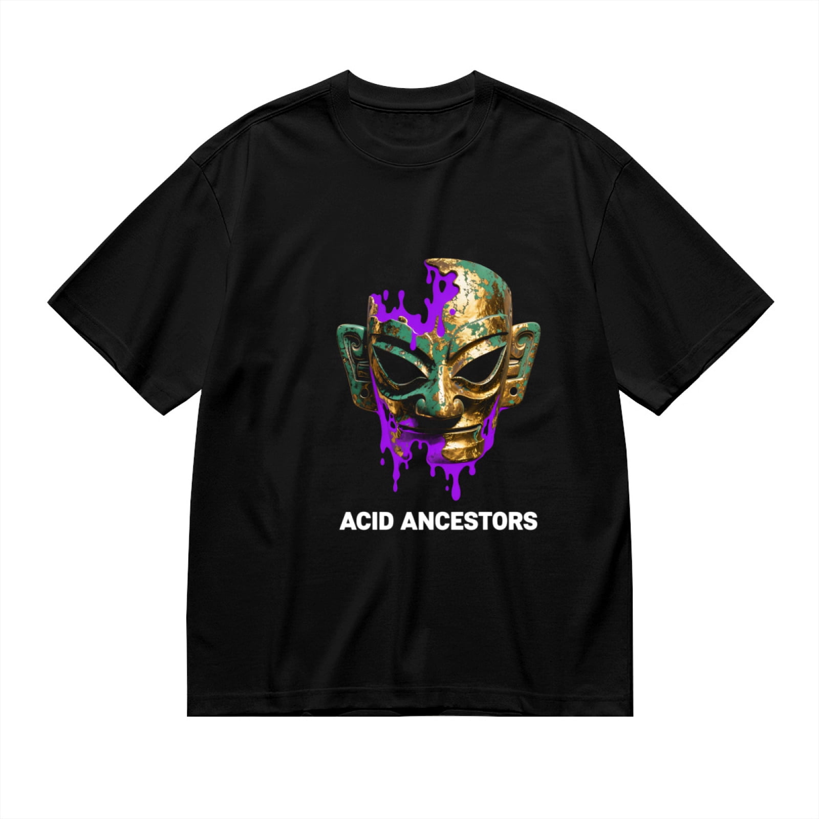 Black T Shirts for Men, Acid Ancestors, Mask Print Mens Graphic Tees ...