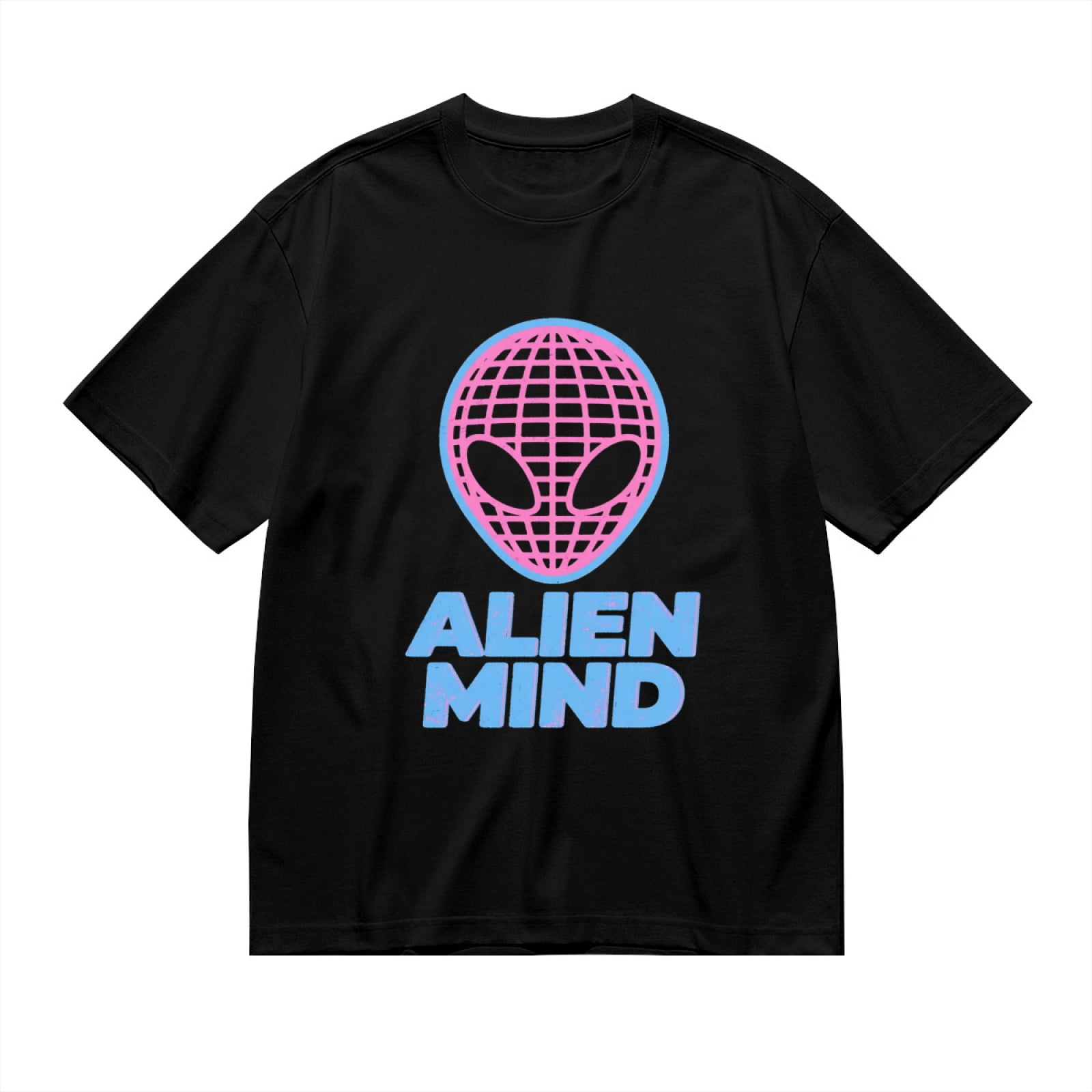 Black T Shirts for Men, Alien Mind, Alien Head Print Mens Graphic Tees ...