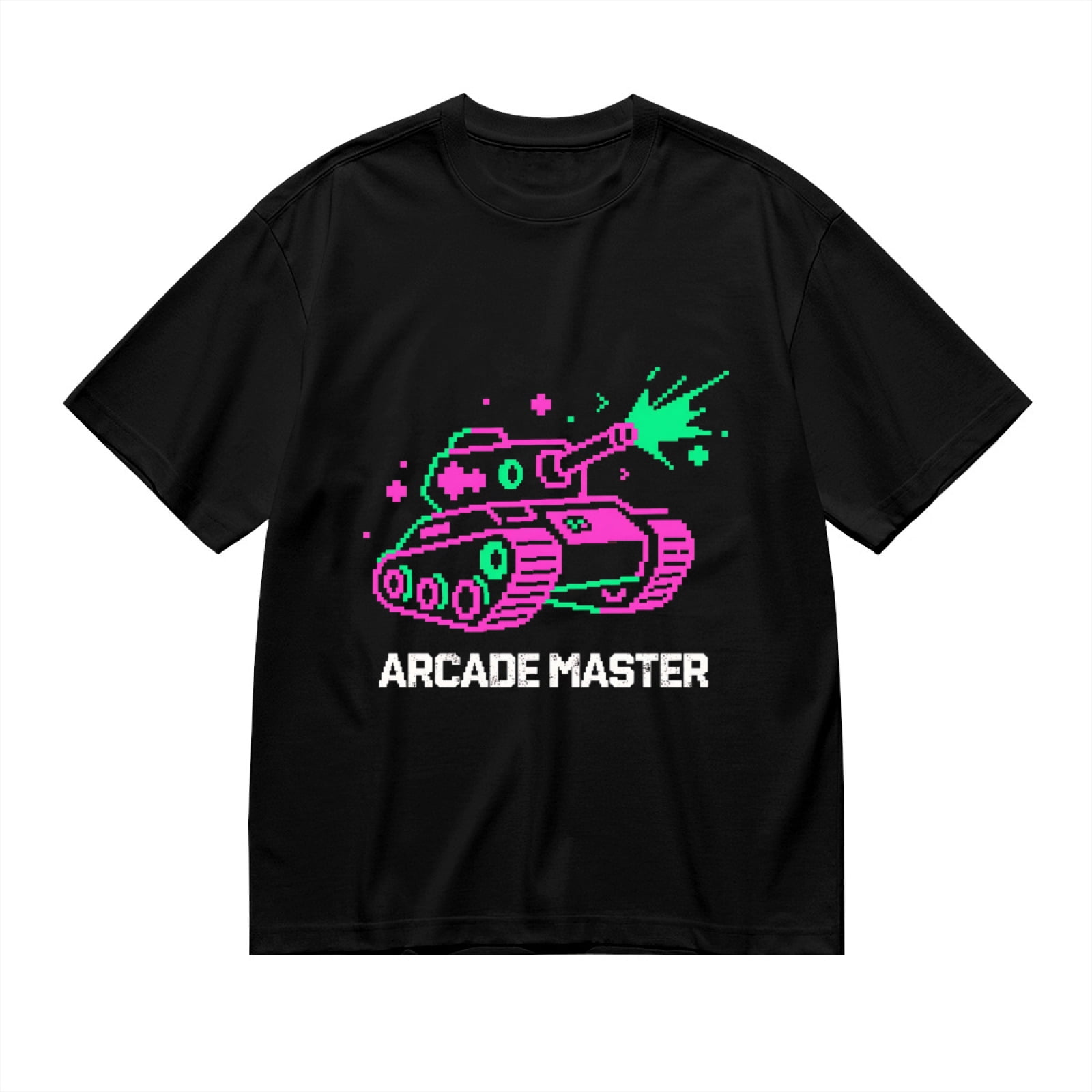 Black T Shirts for Men, Arcade Master,Pixel Tank Print Mens Graphic ...