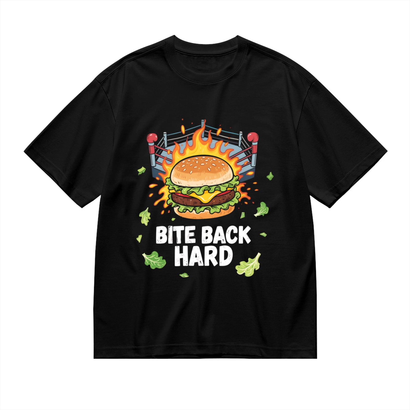 Black T Shirts for Men, Bite Back Hard, Burger Print 1 Mens Graphic Tees, 24014010,S - Walmart.com