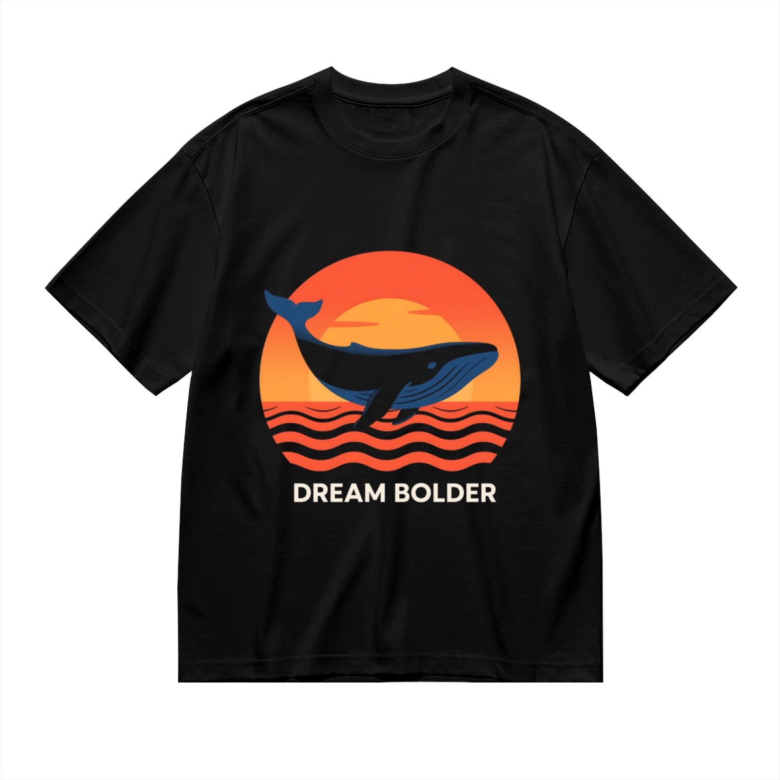 Black T Shirts for Men, Blue Whale Sunset Dream Bolder, Graphic Mens ...