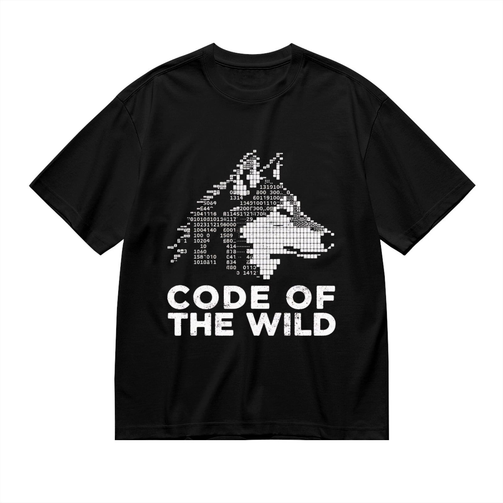 Black T Shirts for Men, Code Of The Wild, Pixel Wolf Print 1 Mens Graphic Tees, 24816281,XXL ...