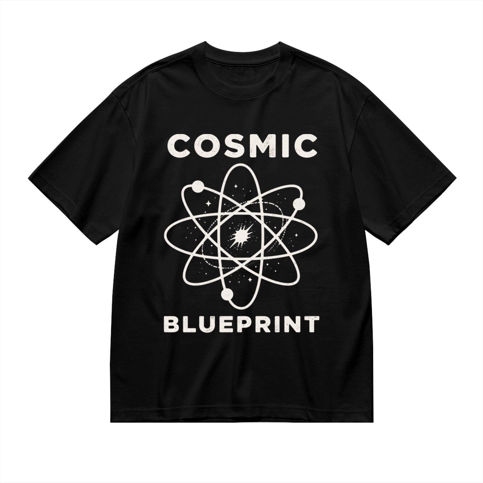 Black T Shirts for Men, Cosmic Blueprint, Atomic Orbit Print Mens ...