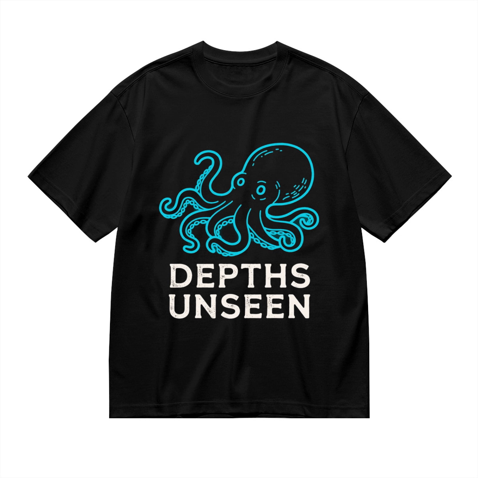 Black T Shirts for Men, Depths Unseen, Octopus Print 1 Mens Graphic ...