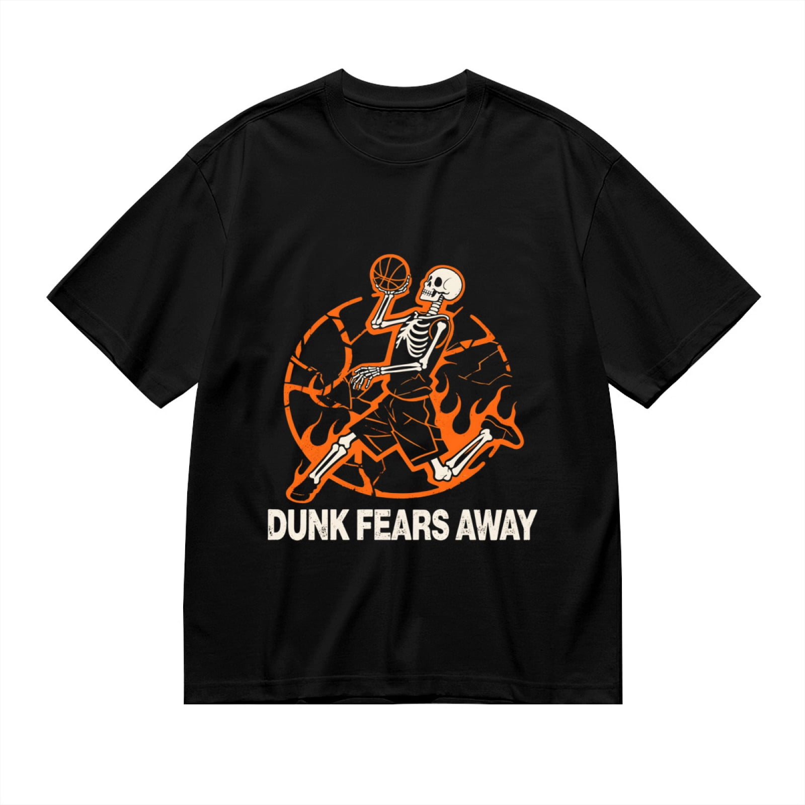 Black T Shirts for Men, Dunk Fears Away,Skeleton Basketball Print Mens ...