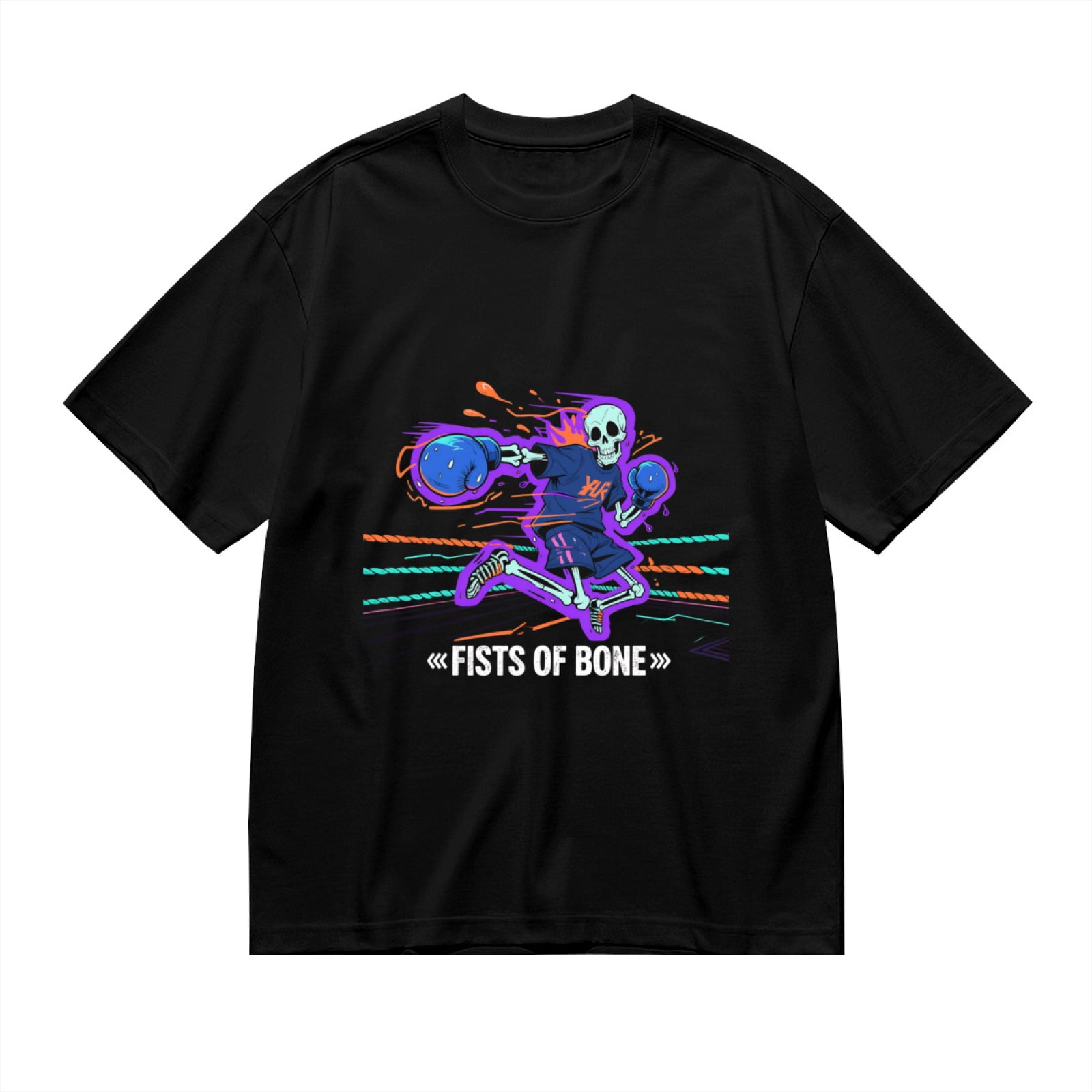 Black T Shirts for Men, Fists Of Bone,Skeleton Boxer Print Mens Graphic ...