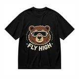 Black T Shirts for Men, Fly High, Bear With Goggles Print Mens Graphic ...