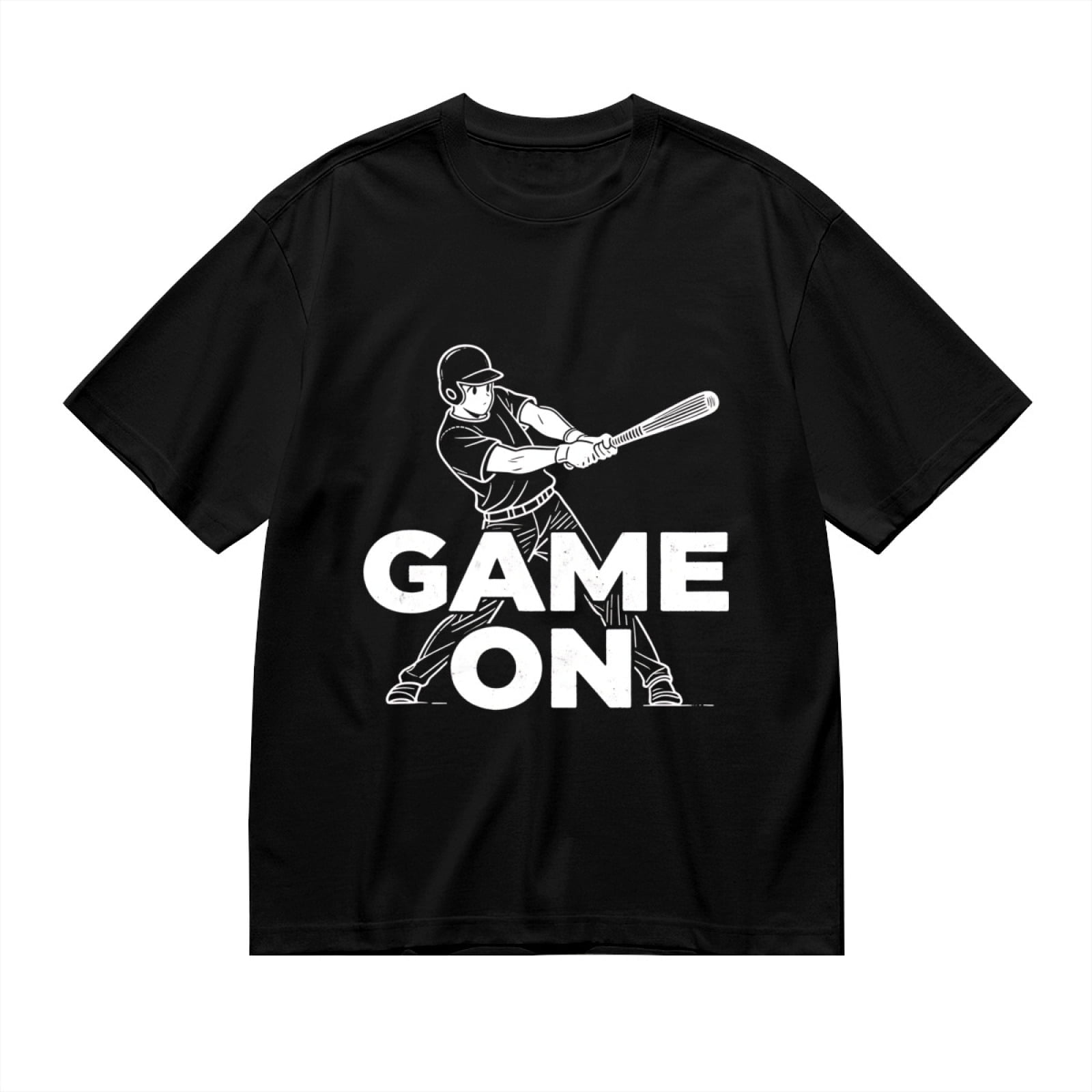 Black T Shirts for Men, Game On, Baseball Player Print Mens Graphic ...