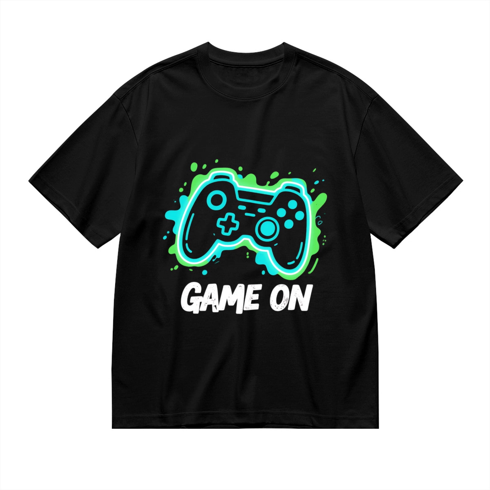Black T Shirts for Men, Game On,Game Controller Print 1 Mens Graphic ...
