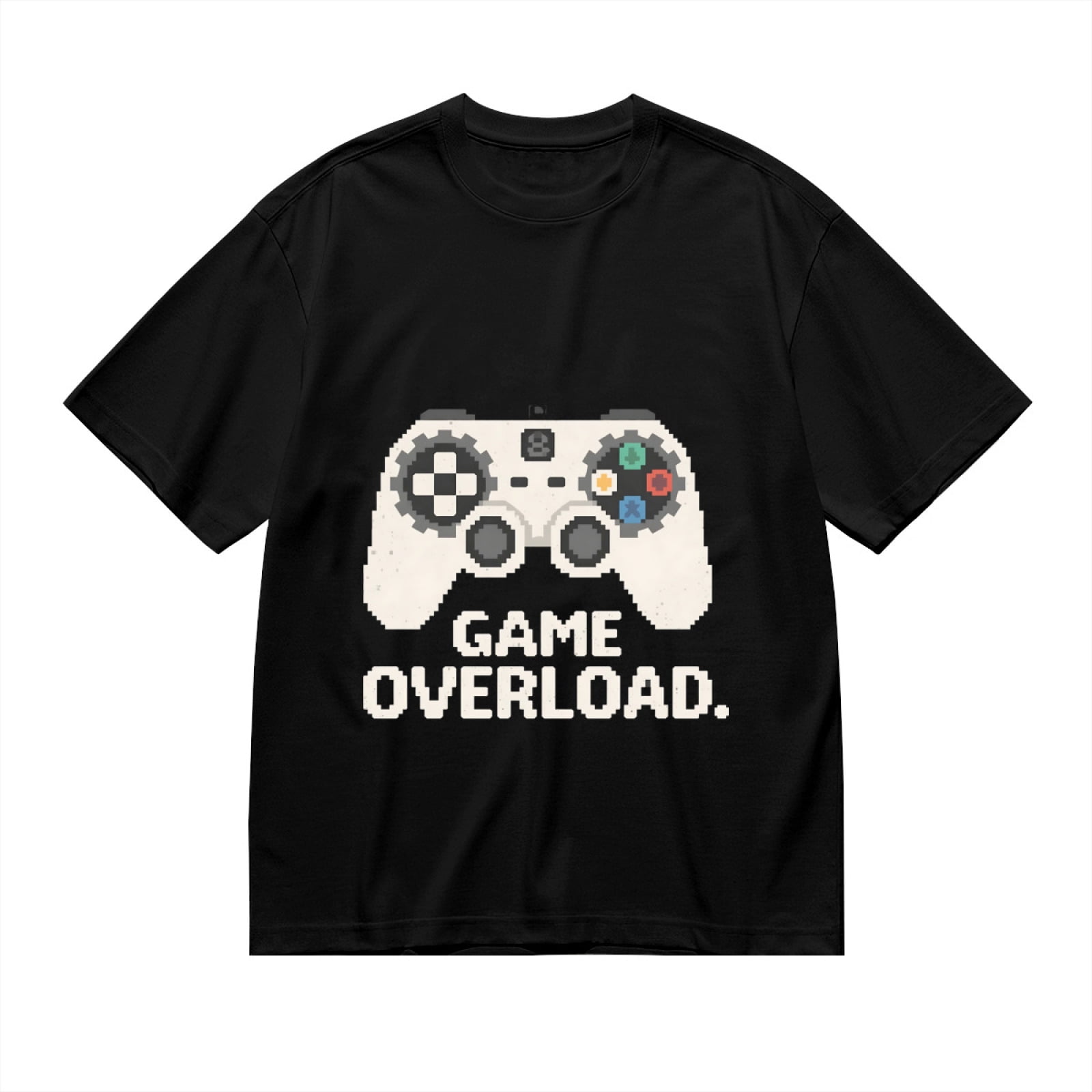 Black T Shirts for Men, Game Overload, Controller Print 1 Mens Graphic ...